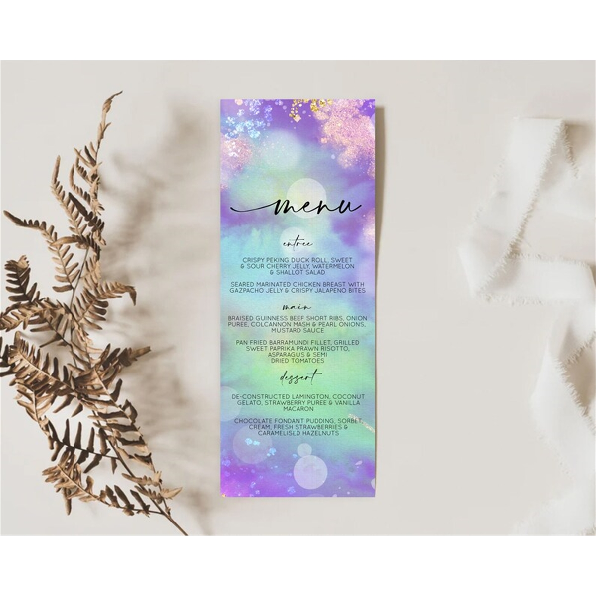 Rainbow Menu Pastel Menu Colorful Pastel Table Decor Waterco | Inspire ...