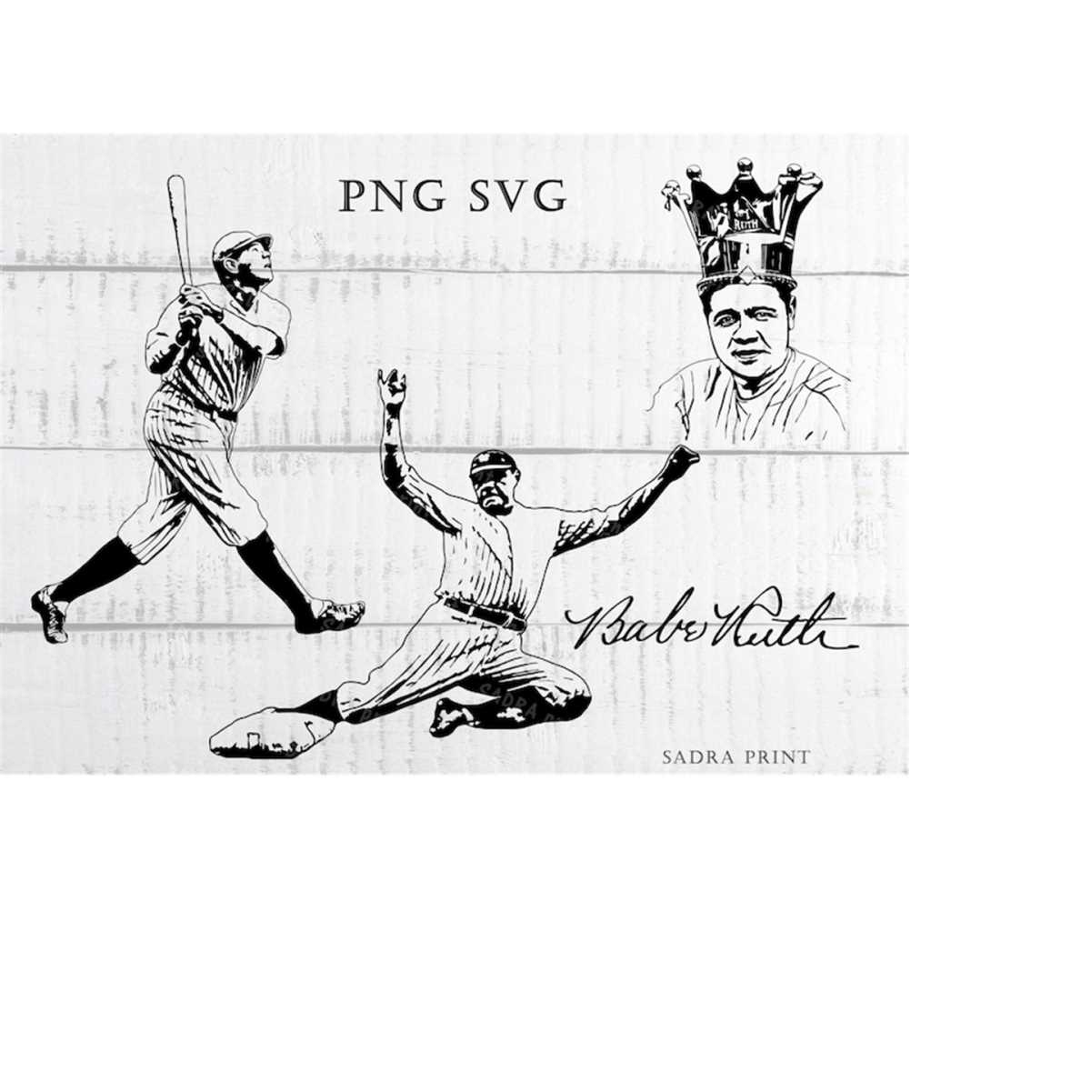 4 different files in SVG PNG JPG files Babe Ruth Wall art - Inspire Uplift
