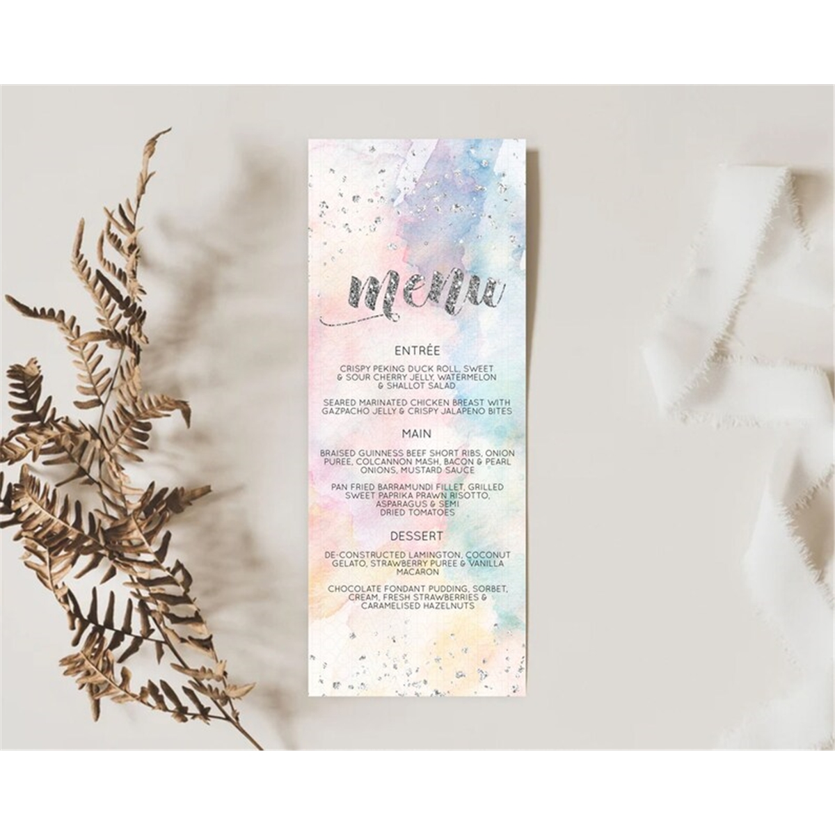 Pastel Menu Rainbow Menu Template Colorful Pastel Table Deco - Inspire ...