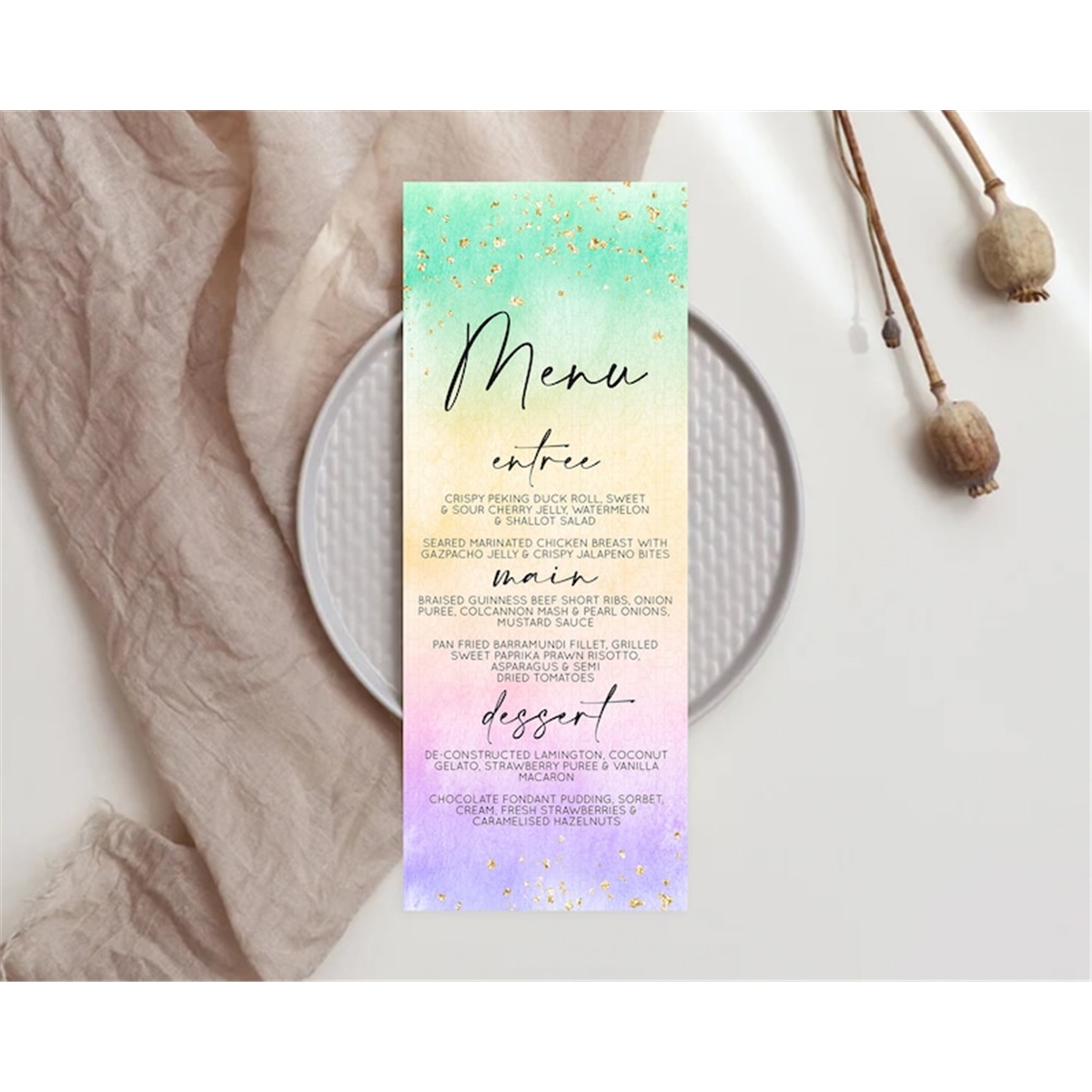 Pastel Menu Pastel Rainbow Menu Template Colorful Pastel Tab | Inspire ...