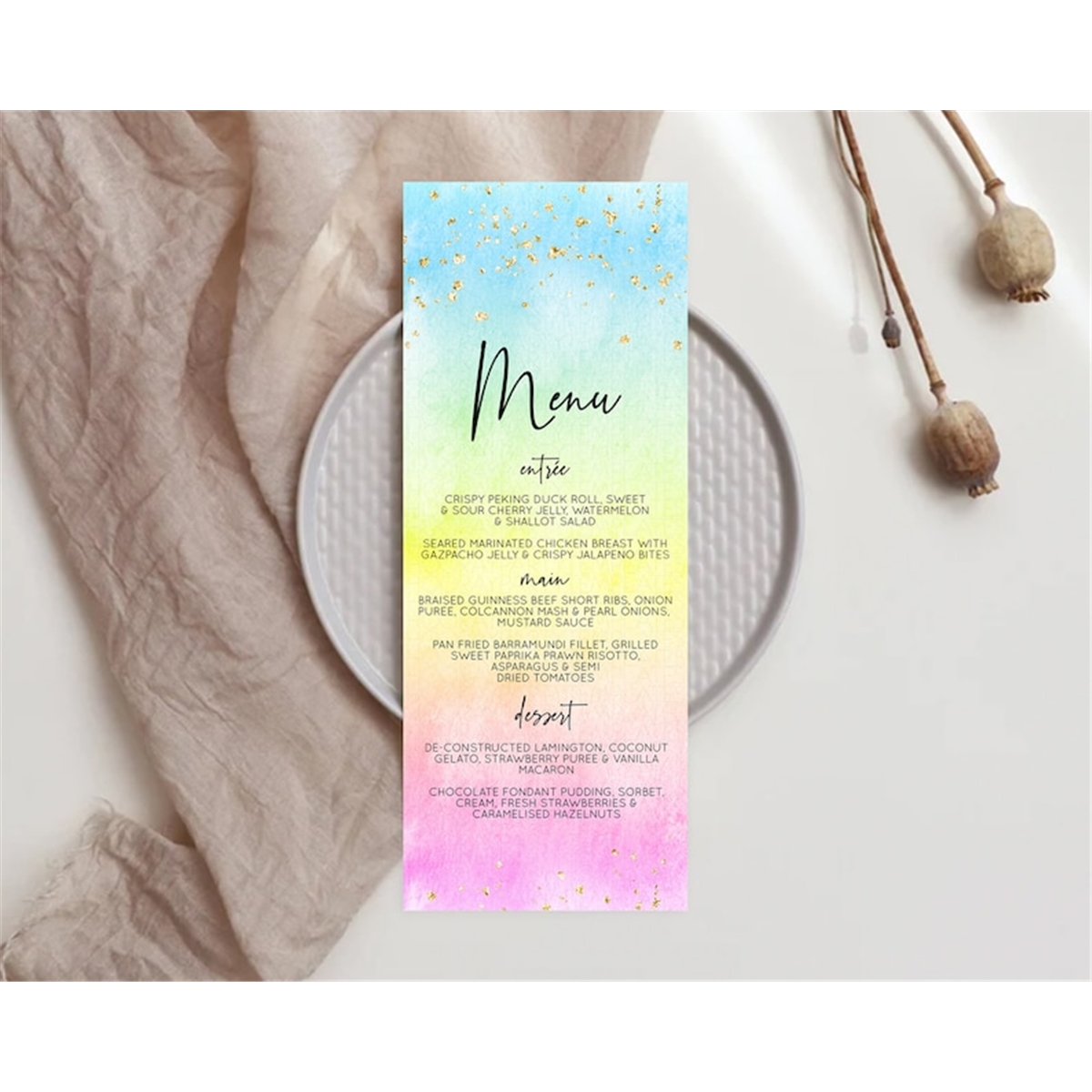 Pastel Menu Pastel Rainbow Menu Template Colorful Pastel Tab - Inspire ...