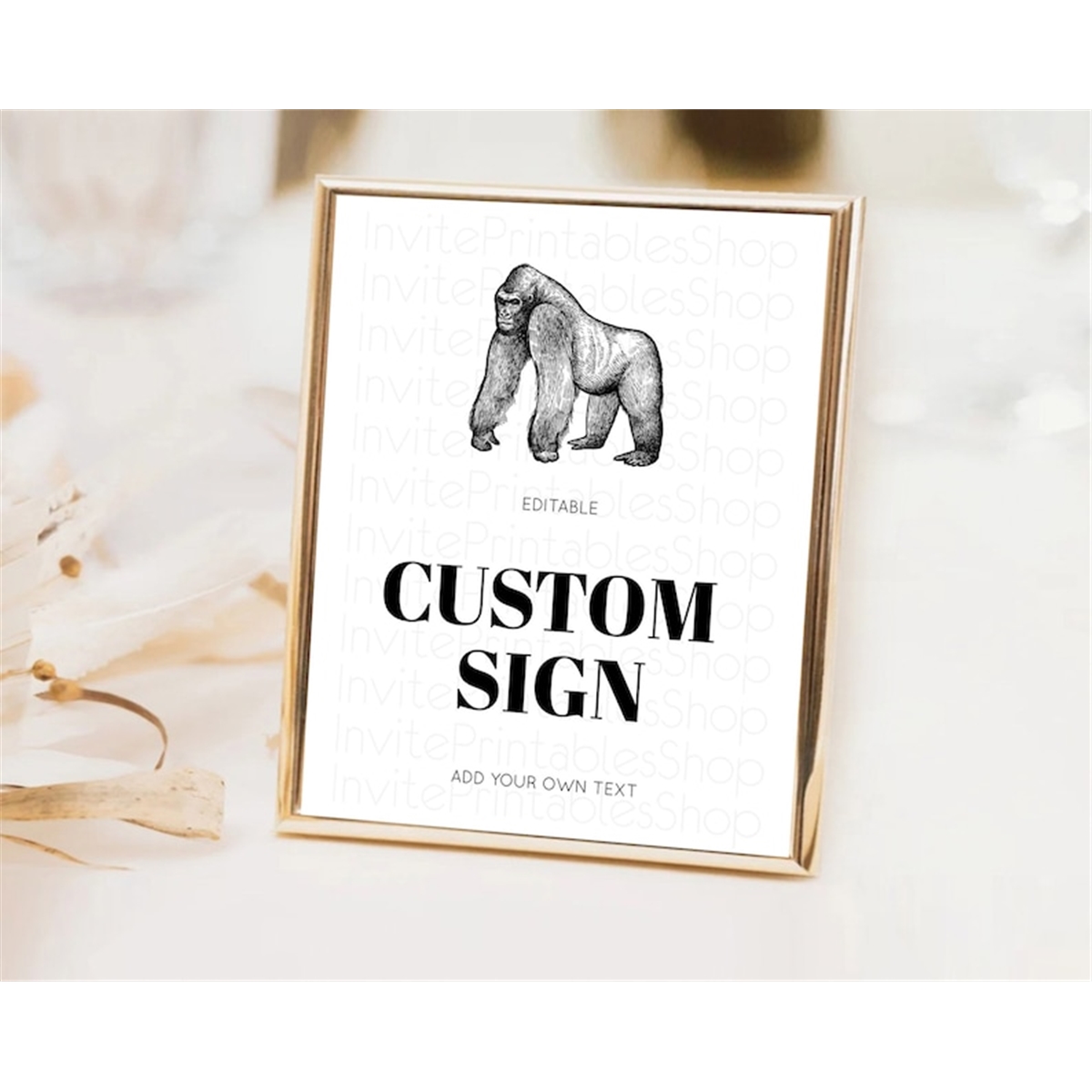 Gorilla Table Sign Decor Gorilla Party Sign Template Safari | Inspire ...