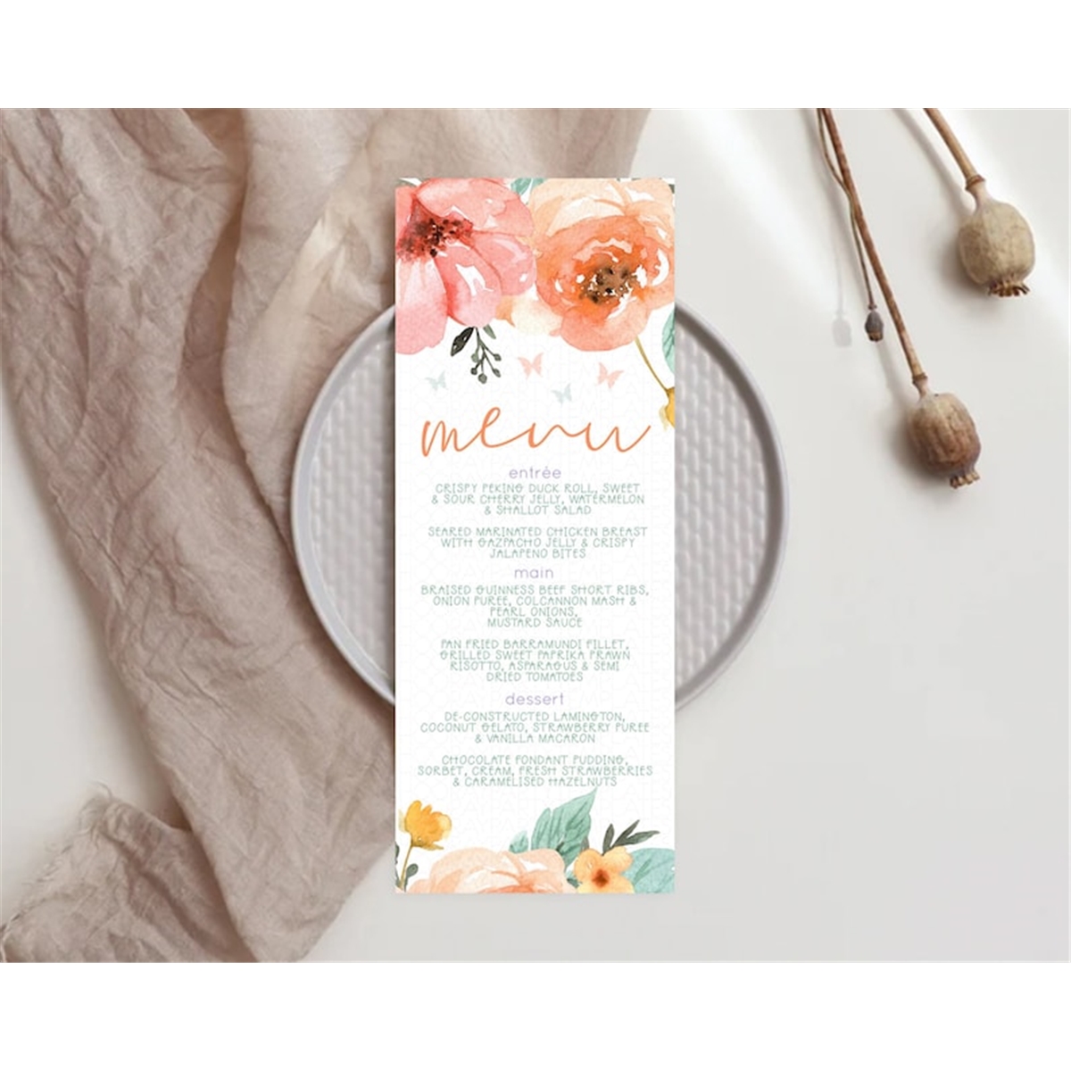 Secret Garden Menu Wildflower Menu Template Pastel Flower Ga - Inspire Uplift