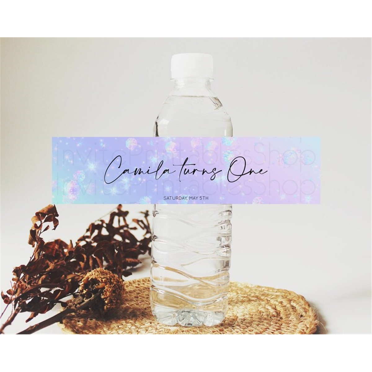 Colorful Water Label Template Pastel Rainbow Watercolor Irid | Inspire ...