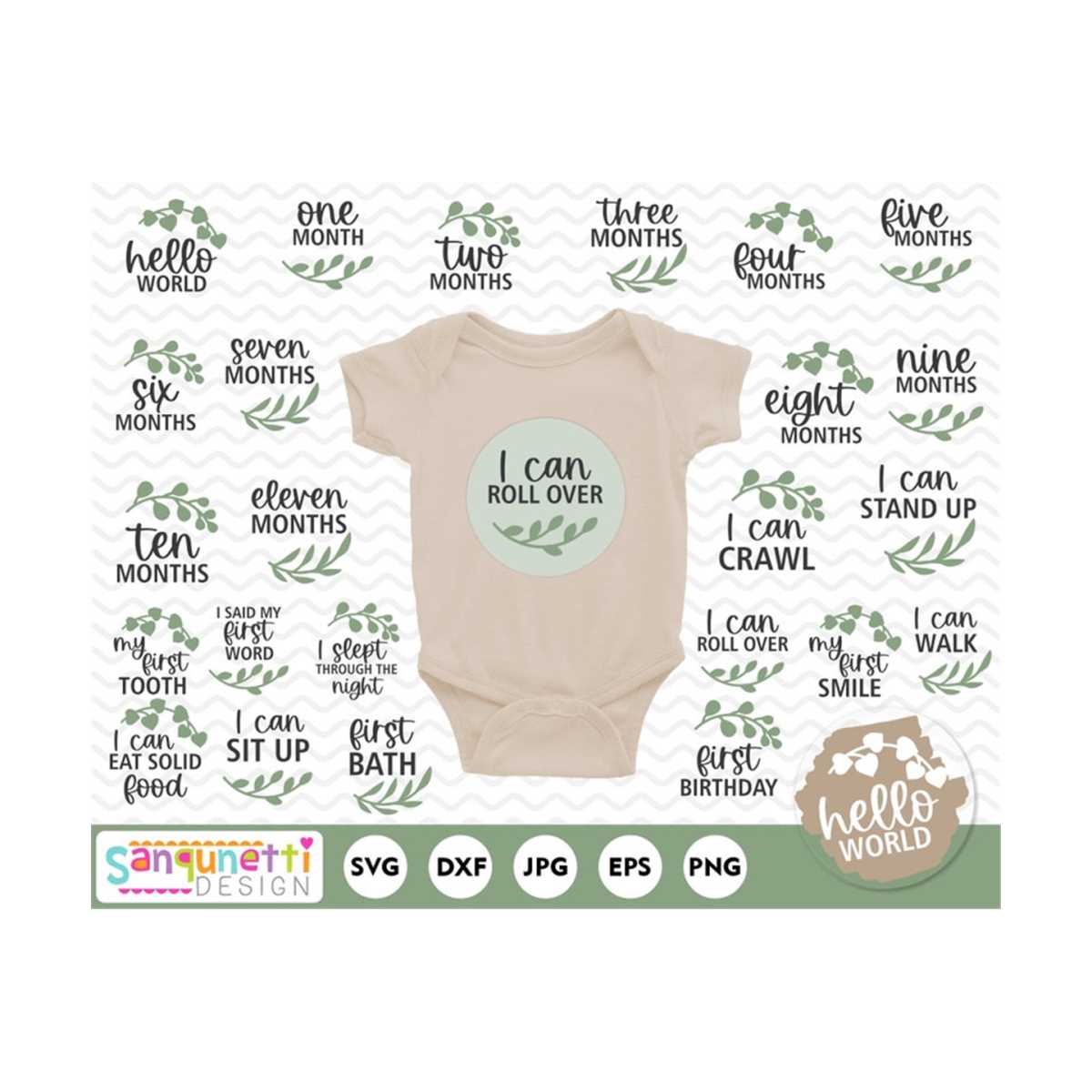 Baby Milestone SVG and Clipart Bundle, baby shower SVG, baby | Inspire ...