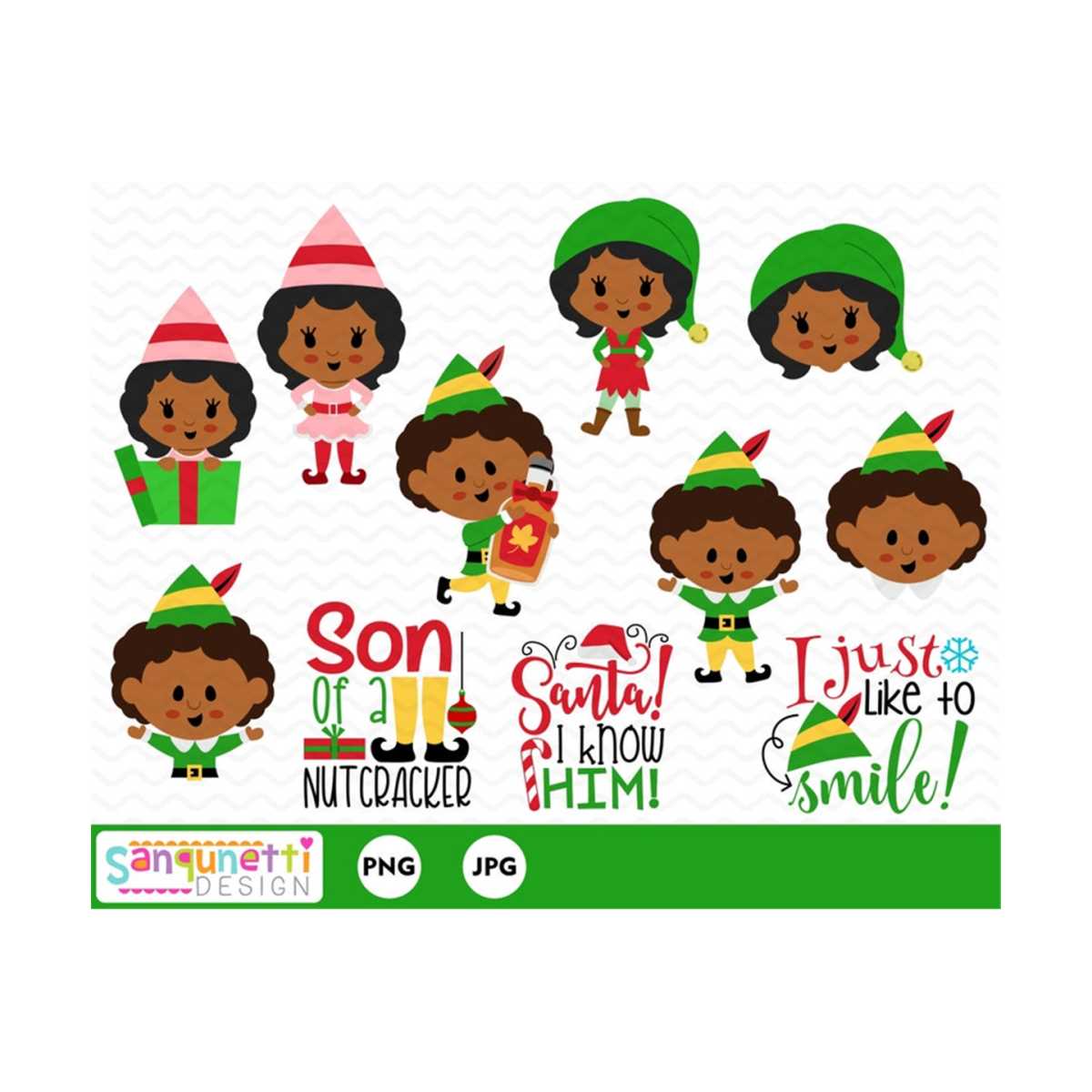 Christmas buddy elf clipart, dark skinned, african american, | Inspire ...