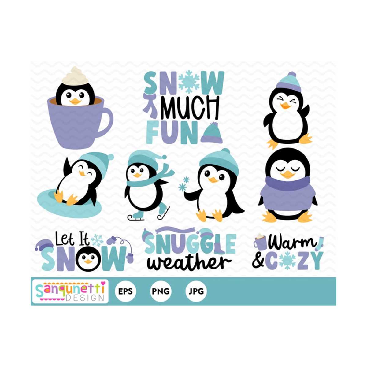 winter penguin clipart, penguin digital art, penguin clip ar - Inspire ...