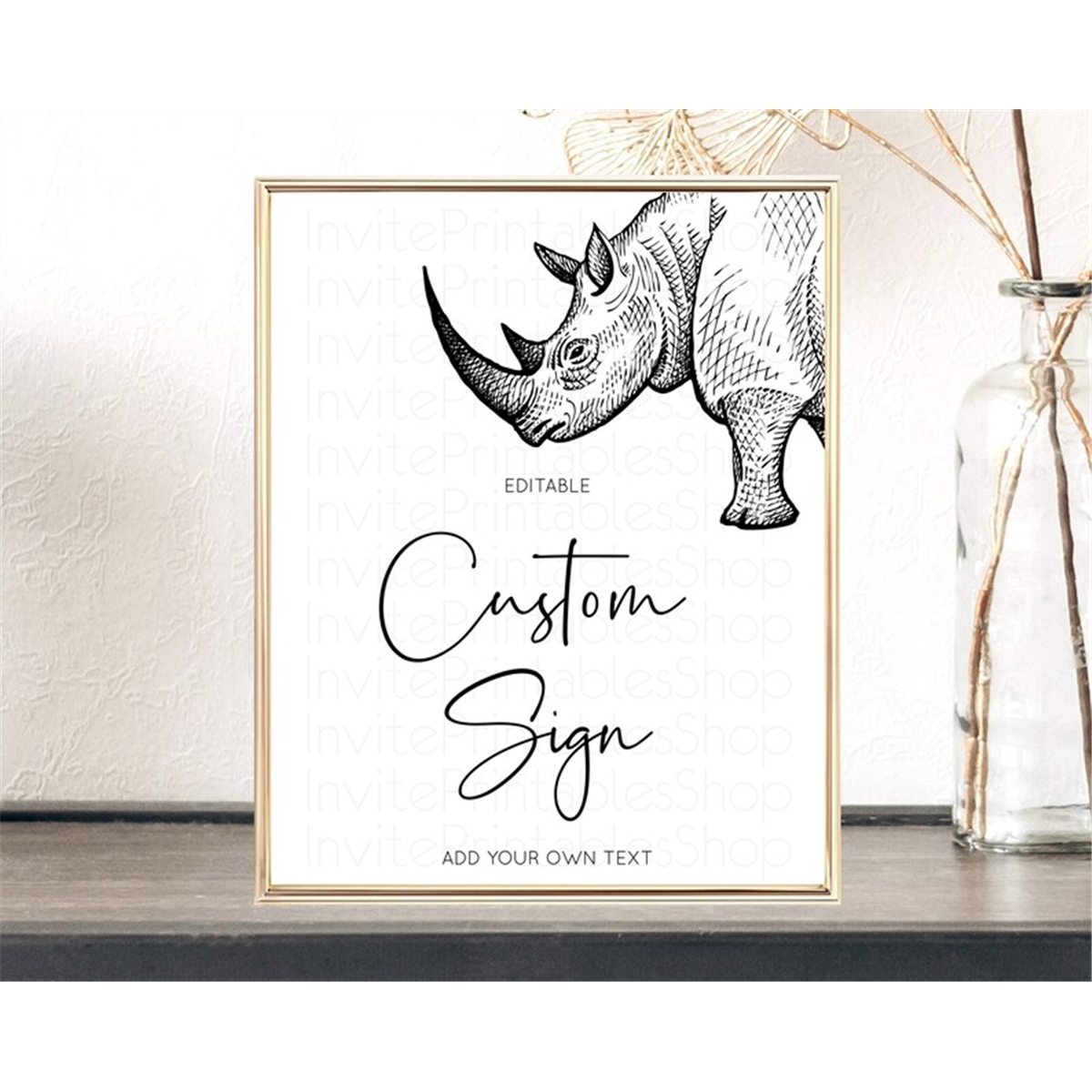 Rhino Sign Safari Table Sign Decor Rhino Party Sign Template | Inspire ...