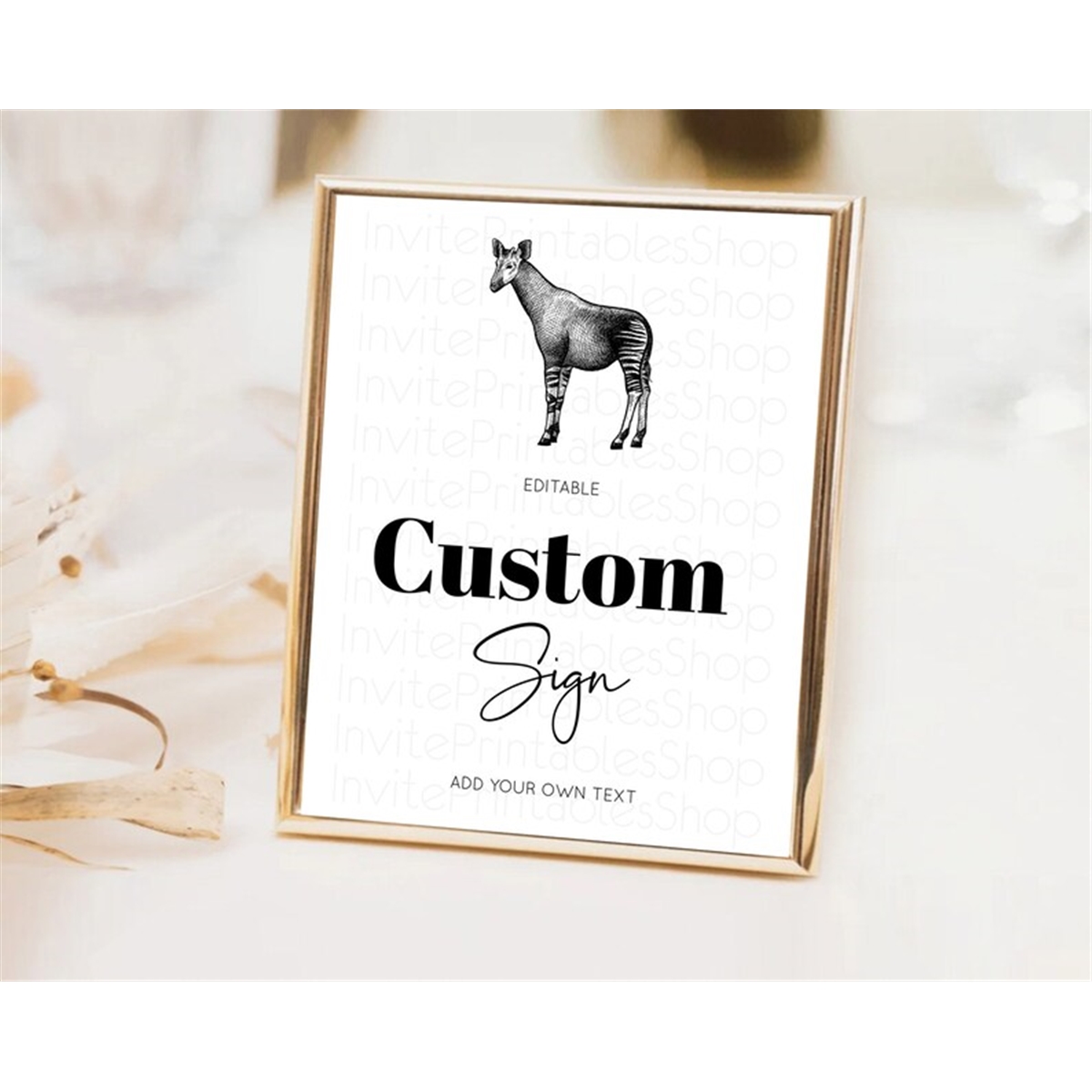 Okapi Sign Zoo Table Sign Decor Okapi Party Sign Template Sa - Inspire ...