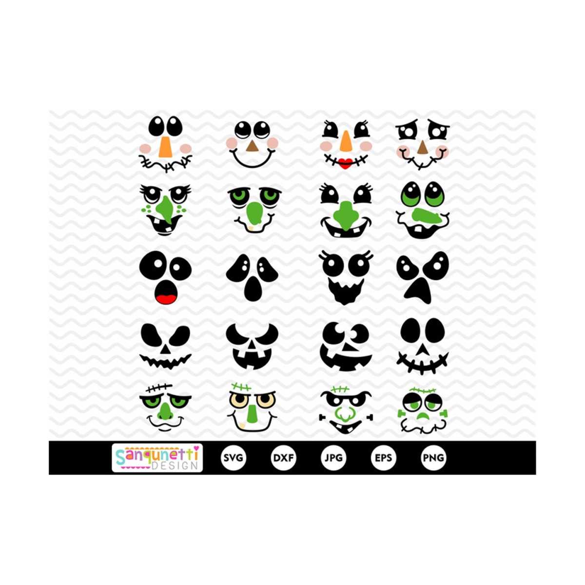 Halloween Faces Bundle, Fall Faces SVG | Inspire Uplift