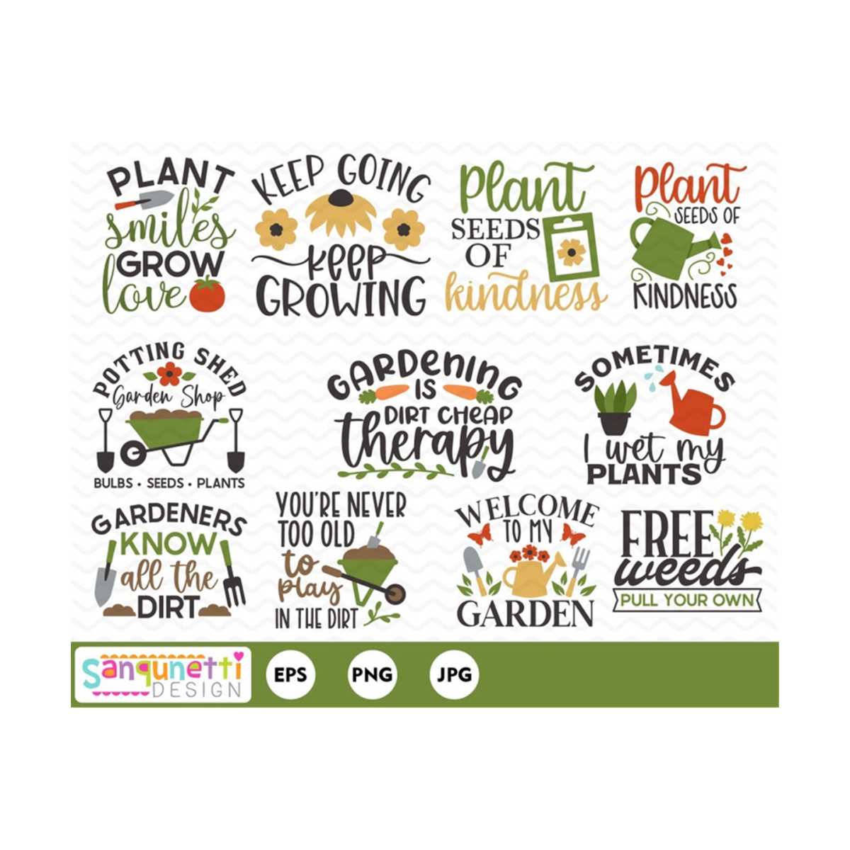 Gardening Clipart Bundle, Garden and plant quotes digital do | Inspire ...