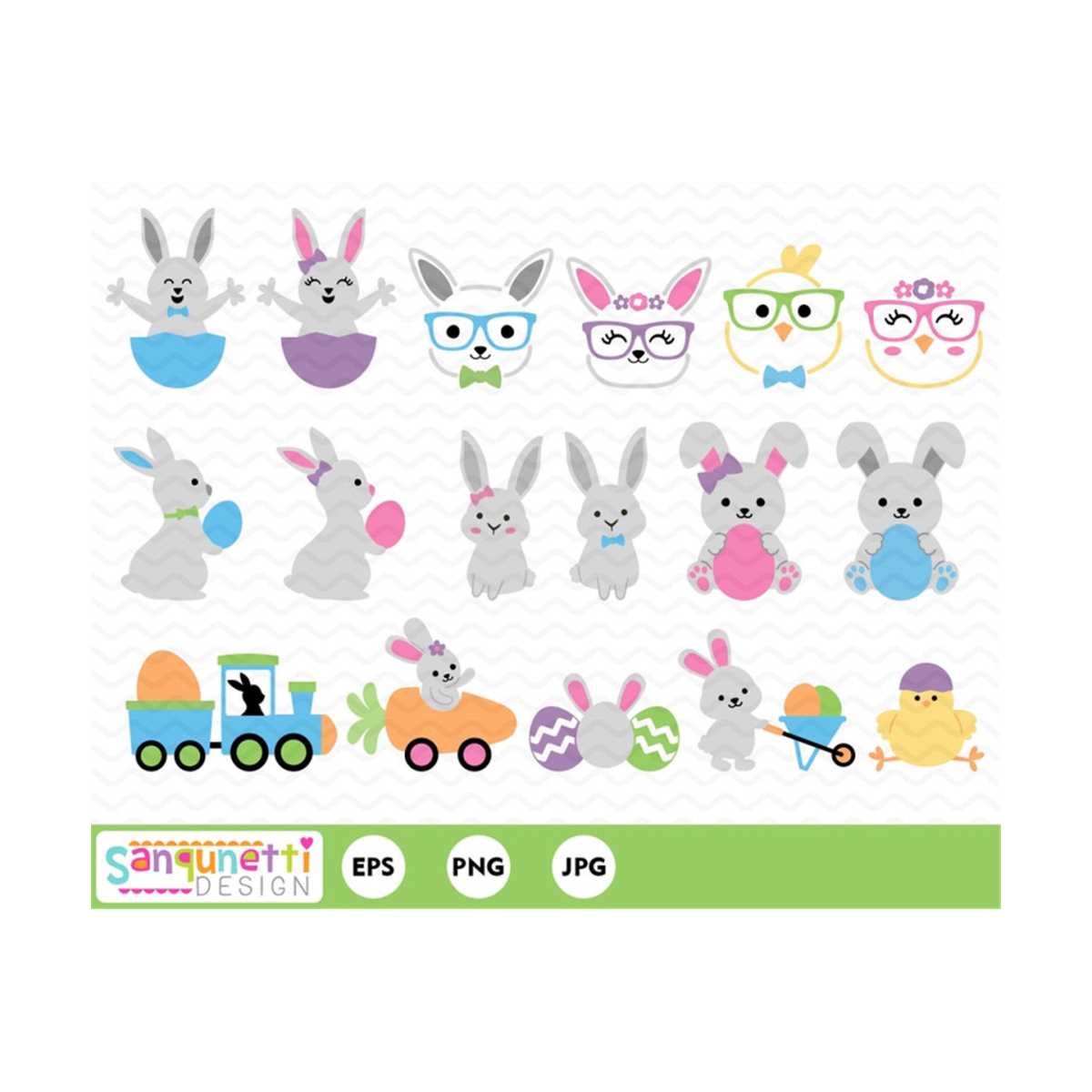Easter bunnies and Chicks clipart , kids Easter digital art | Inspire ...