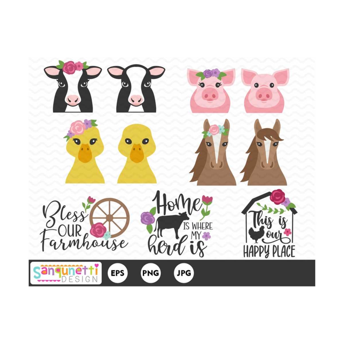 Farm animals and lettering clipart, farmhouse digital art, c | Inspire ...
