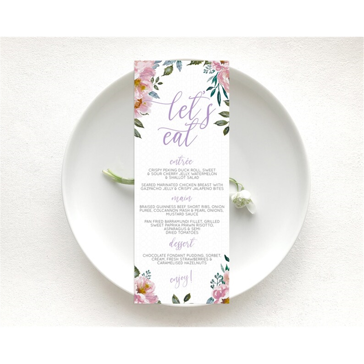 Secret Garden Menu Wildflower Menu Template Pastel Flower Ga - Inspire ...