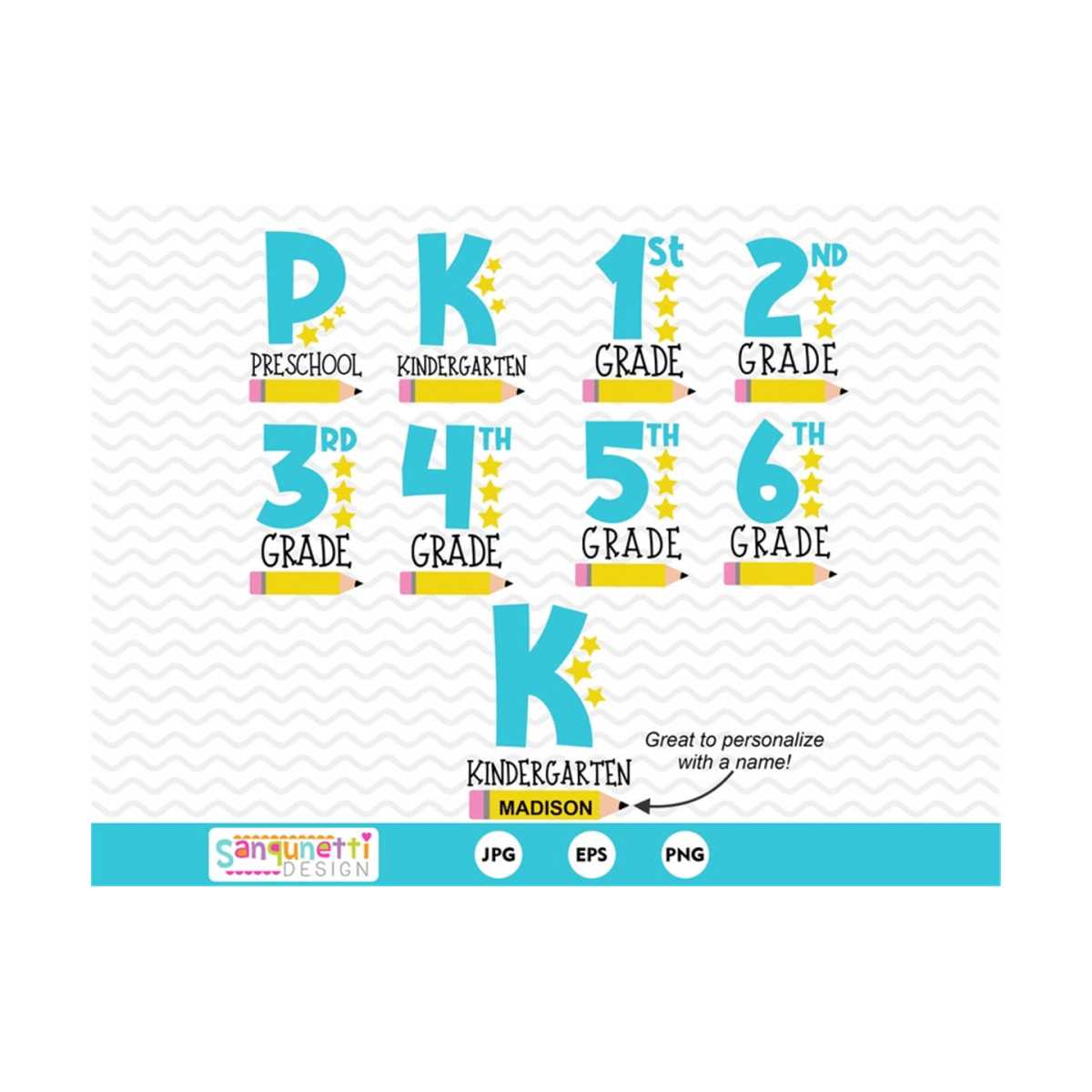 School grades clipart, back to school digital art, pencil cl | Inspire ...