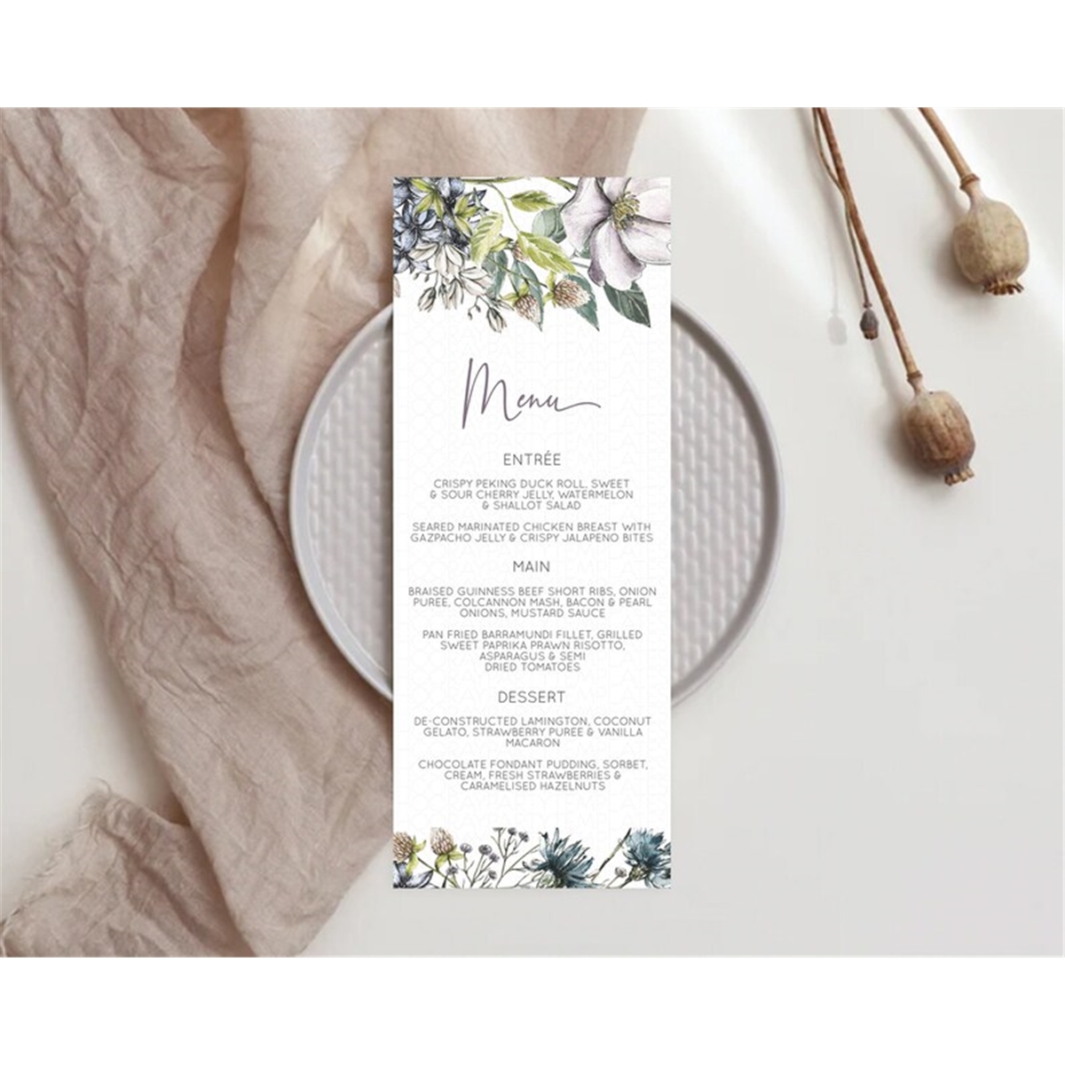 Secret Garden Menu Wildflower Menu Template Pastel Flower Ga - Inspire ...