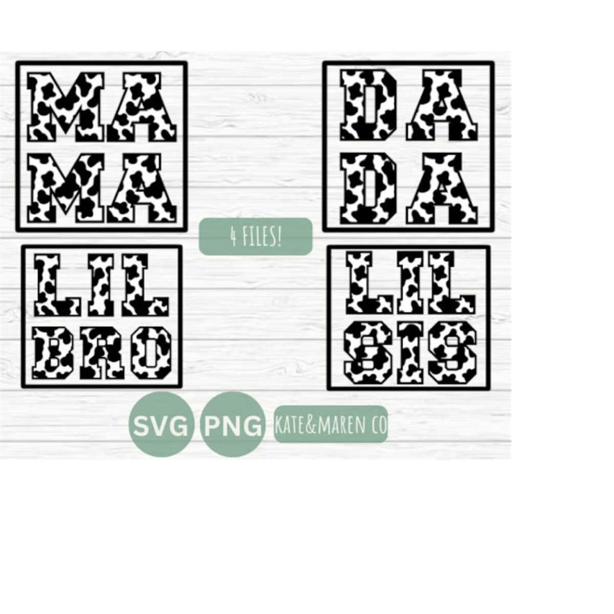 family cow print svg, cow dada, lil bro, lil sis, mama svg, - Inspire ...