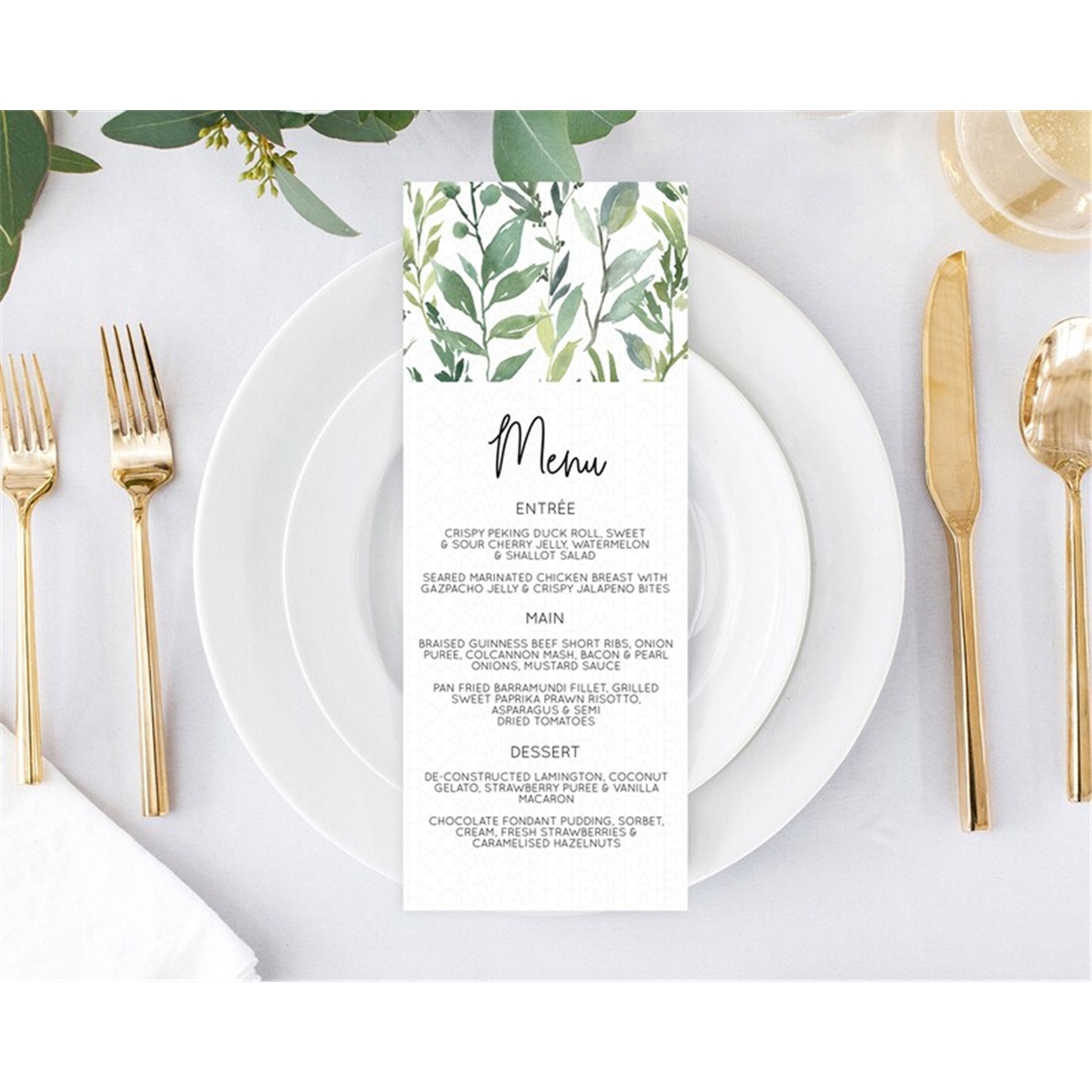Leafy Menu Green Leaf Menu Template Eucalyptus Fern Leaves D - Inspire ...