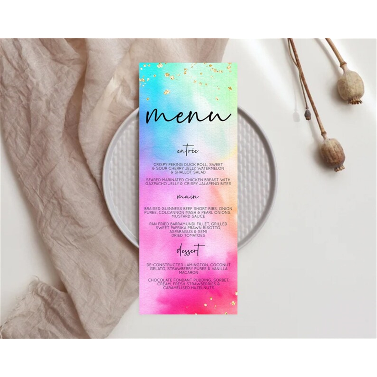 Pastel Menu Pastel Rainbow Menu Template Colorful Pastel Tab - Inspire ...