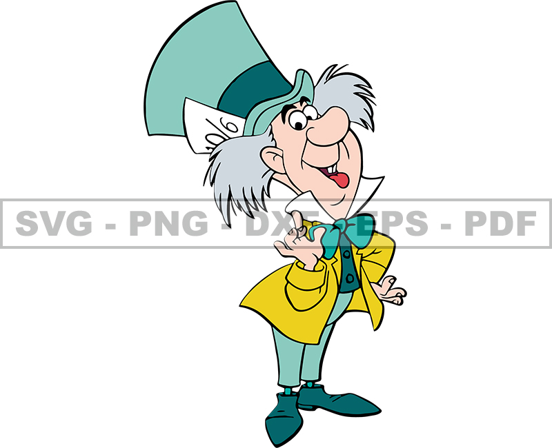The Mad Hatter Svg, Alice in Wonderland Svg, Cartoon Customs | Inspire ...