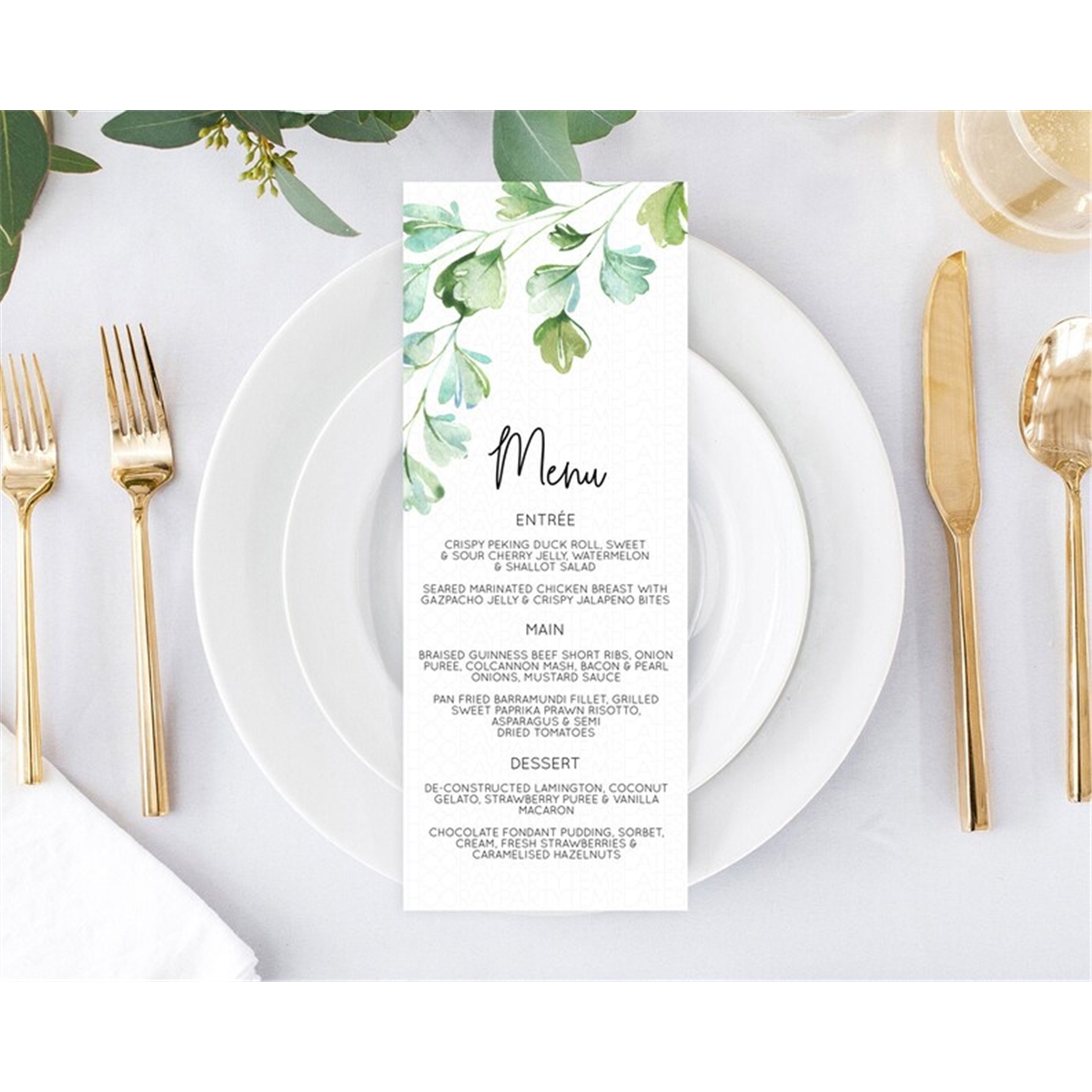 Leafy Menu Green Leaf Menu Template Eucalyptus Fern Leaves D | Inspire ...