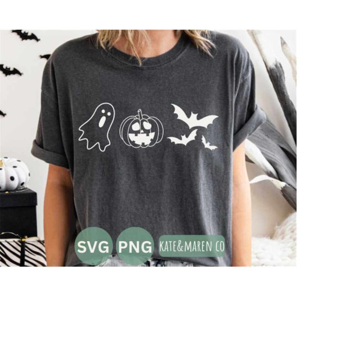 ghost pumpkin bat svg, halloween outline svg, spooky season - Inspire ...
