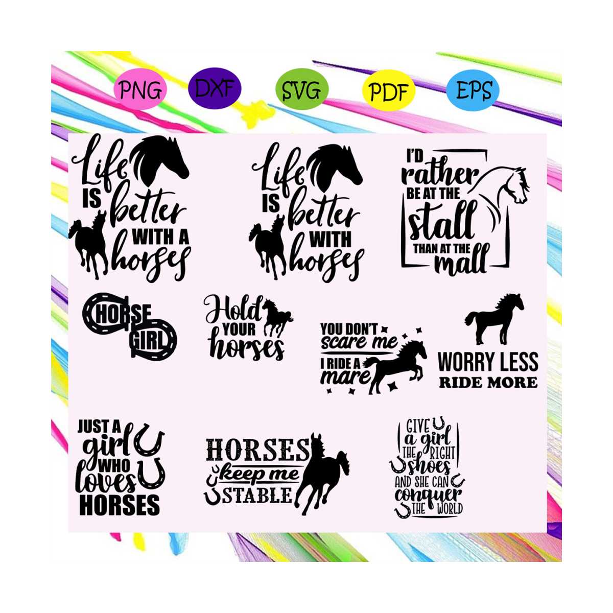Horses svg bundle, horse lover svg pack cut files, 11 equest | Inspire ...