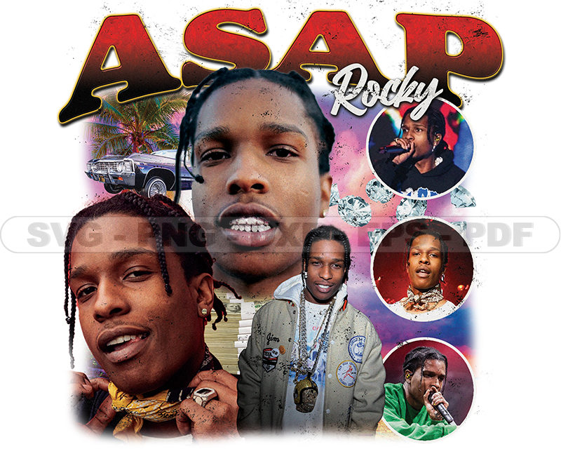 Rapper Asap Rocky Png, Svg Tshirt designs, Rock Bands Tshirt | Inspire ...