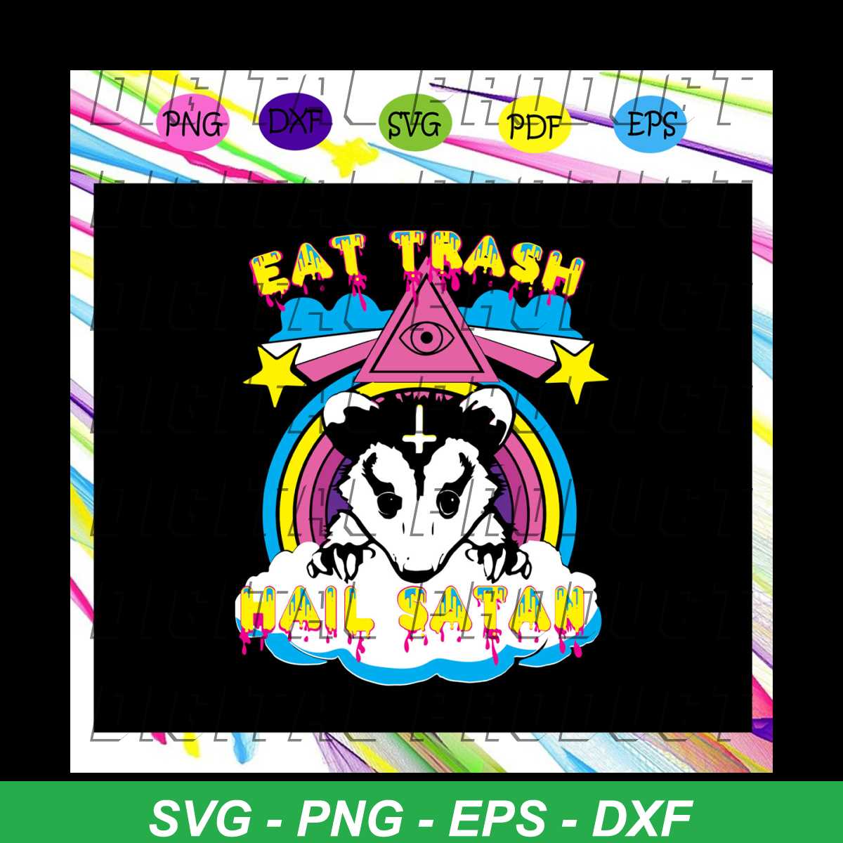 Eat Trash Hail Satan Svg, Raccoon Svg, Satan Svg, Hail Satan | Inspire ...