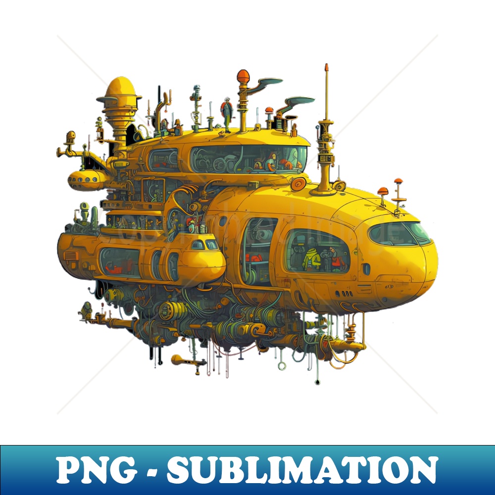 Steampunk Yellow Submarine - Aesthetic Sublimation Digital F | Inspire ...