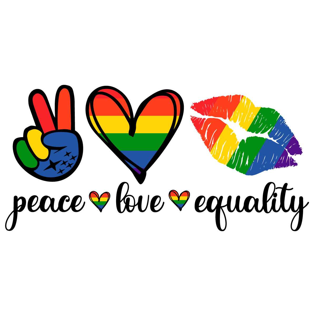 Peace Love Equality Rainbow Pride Svg, LGTBQ Pride Svg | Inspire Uplift