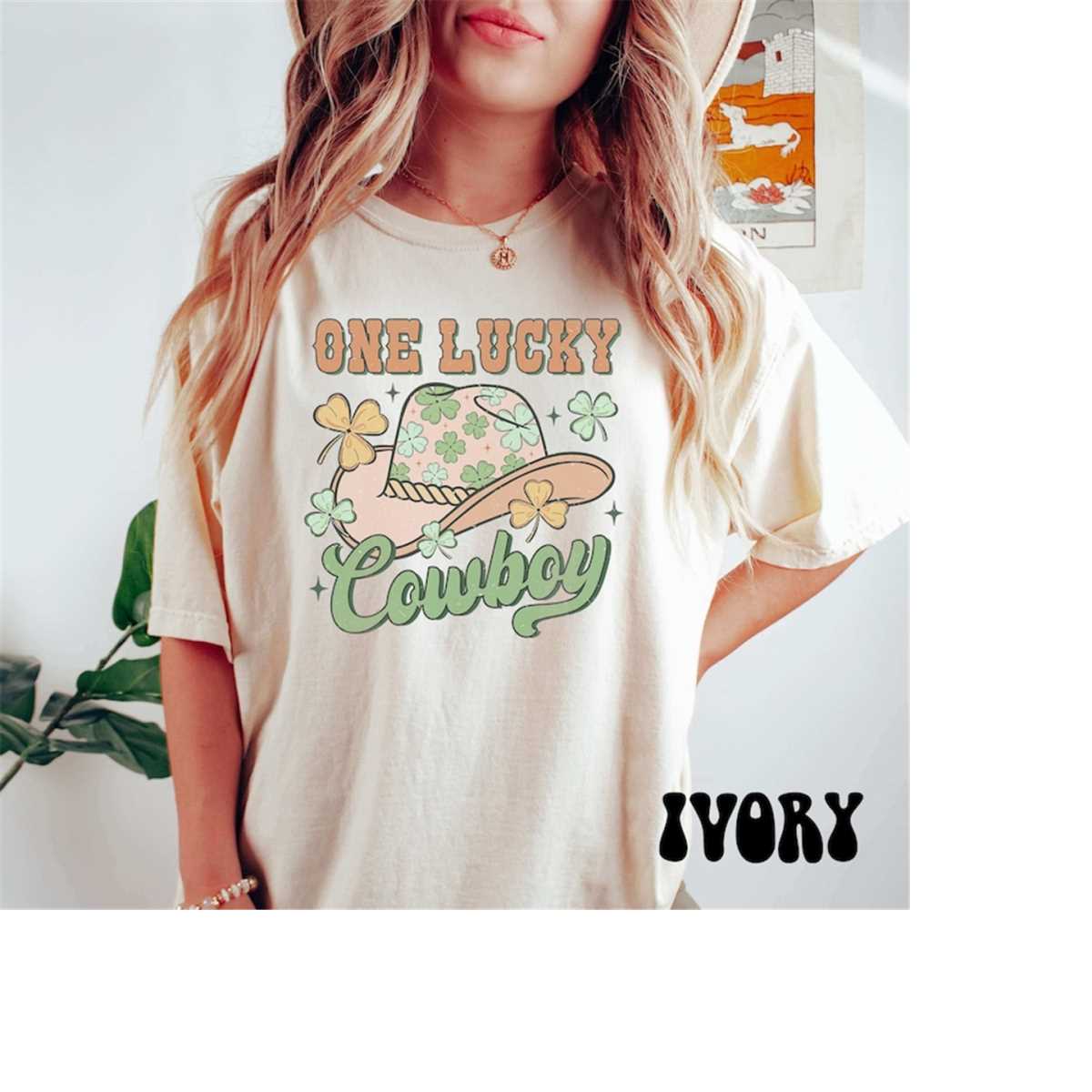 Comfort Colors Retro One Lucky Cowboy St Patricks T-shirt, W | Inspire ...