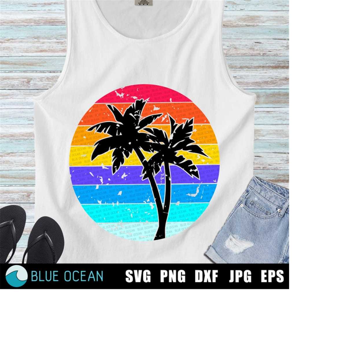 Summer svg, Sunset Grunge svg, Palm Trees svg, Island sunse - Inspire ...