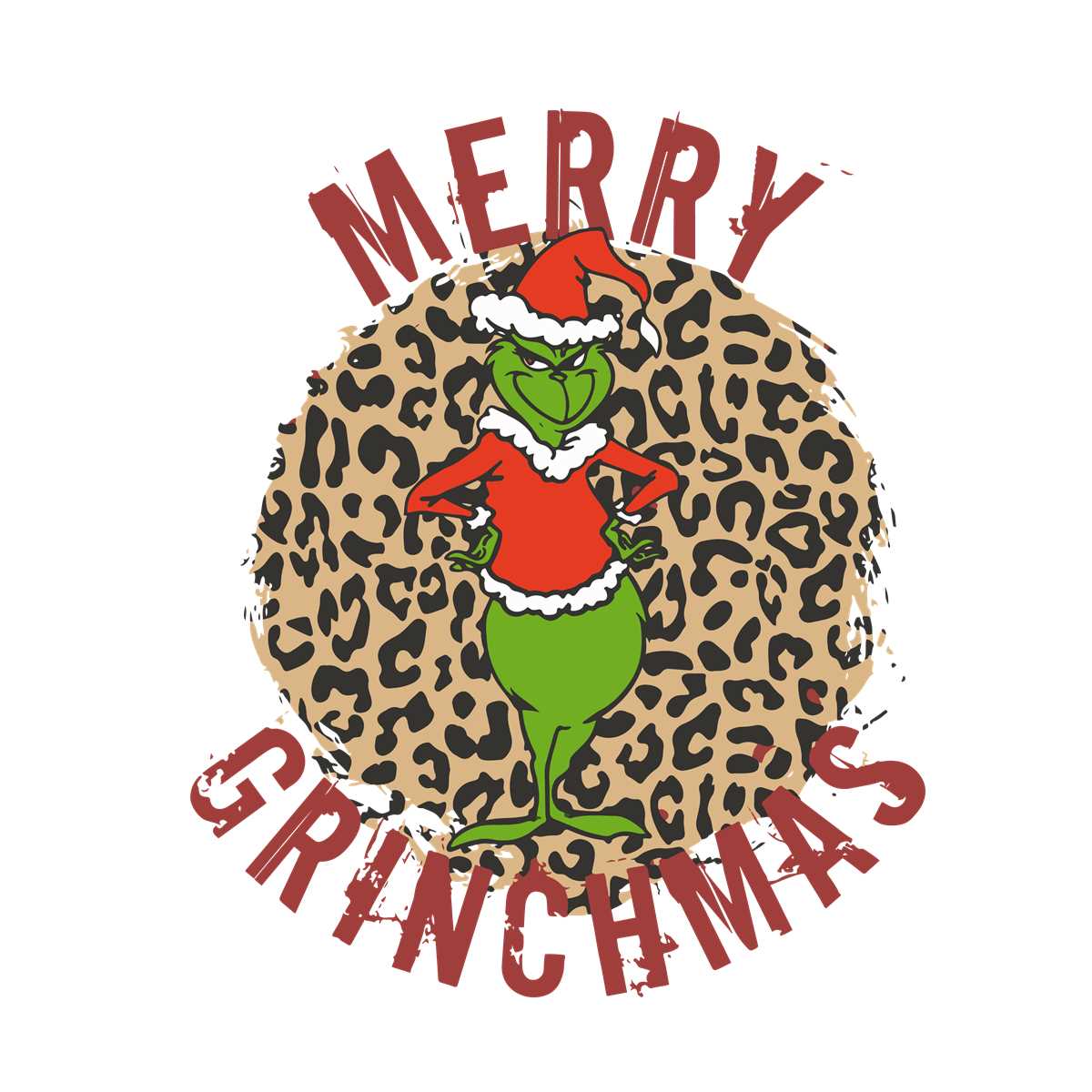 Merry Xmas Santa Grinch Leopard Plaid PNG | Inspire Uplift