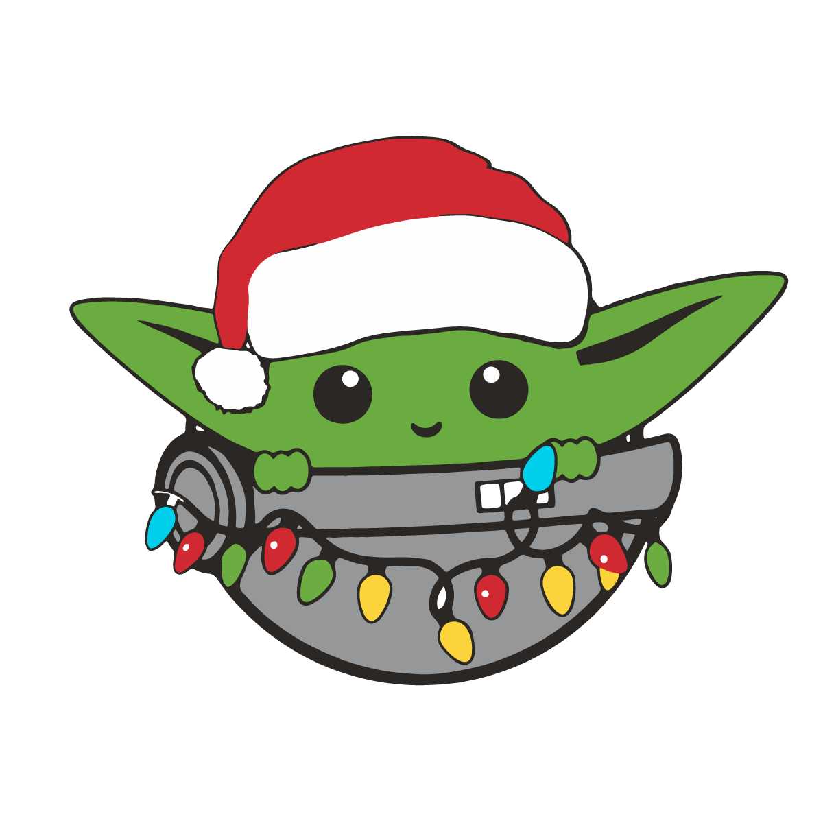 Merry Christmas Santa Baby Yoda Light String SVG | Inspire Uplift