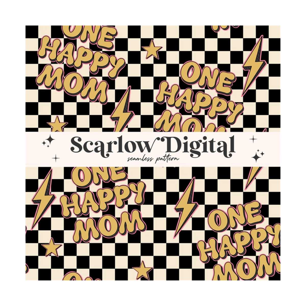 One Happy Mom Seamless Pattern Sublimation Digital Design Do | Inspire ...