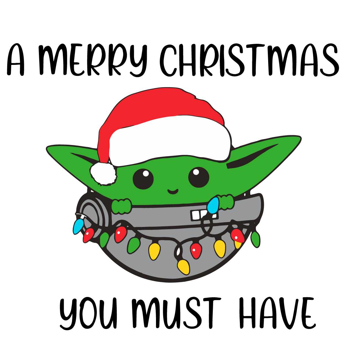 Merry Xmas Santa Baby Yoda Grogu Light Logo SVG | Inspire Uplift