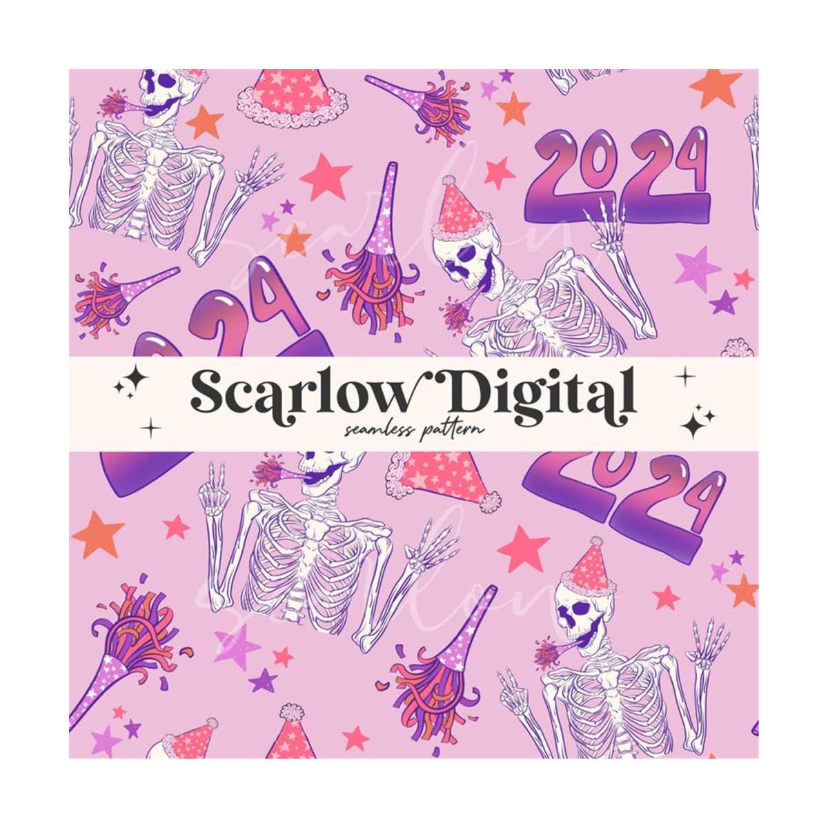 2024 Seamless Pattern-New Years Sublimation Digital Design D | Inspire ...