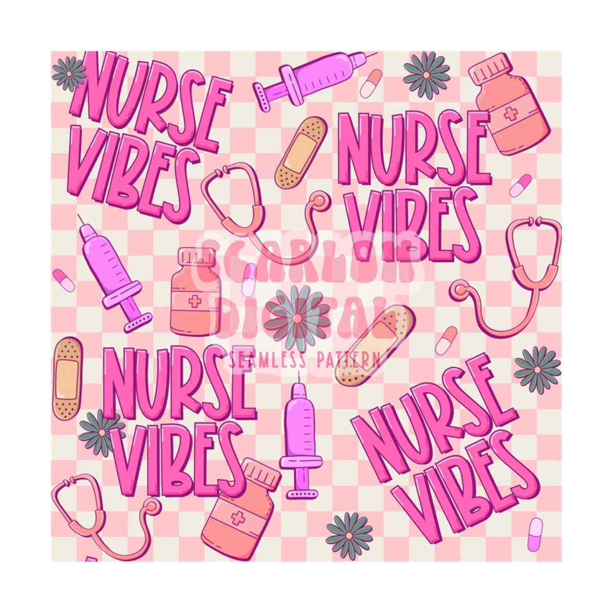 Nurse Vibes Seamless Pattern Digital Design Download, regist | Inspire ...