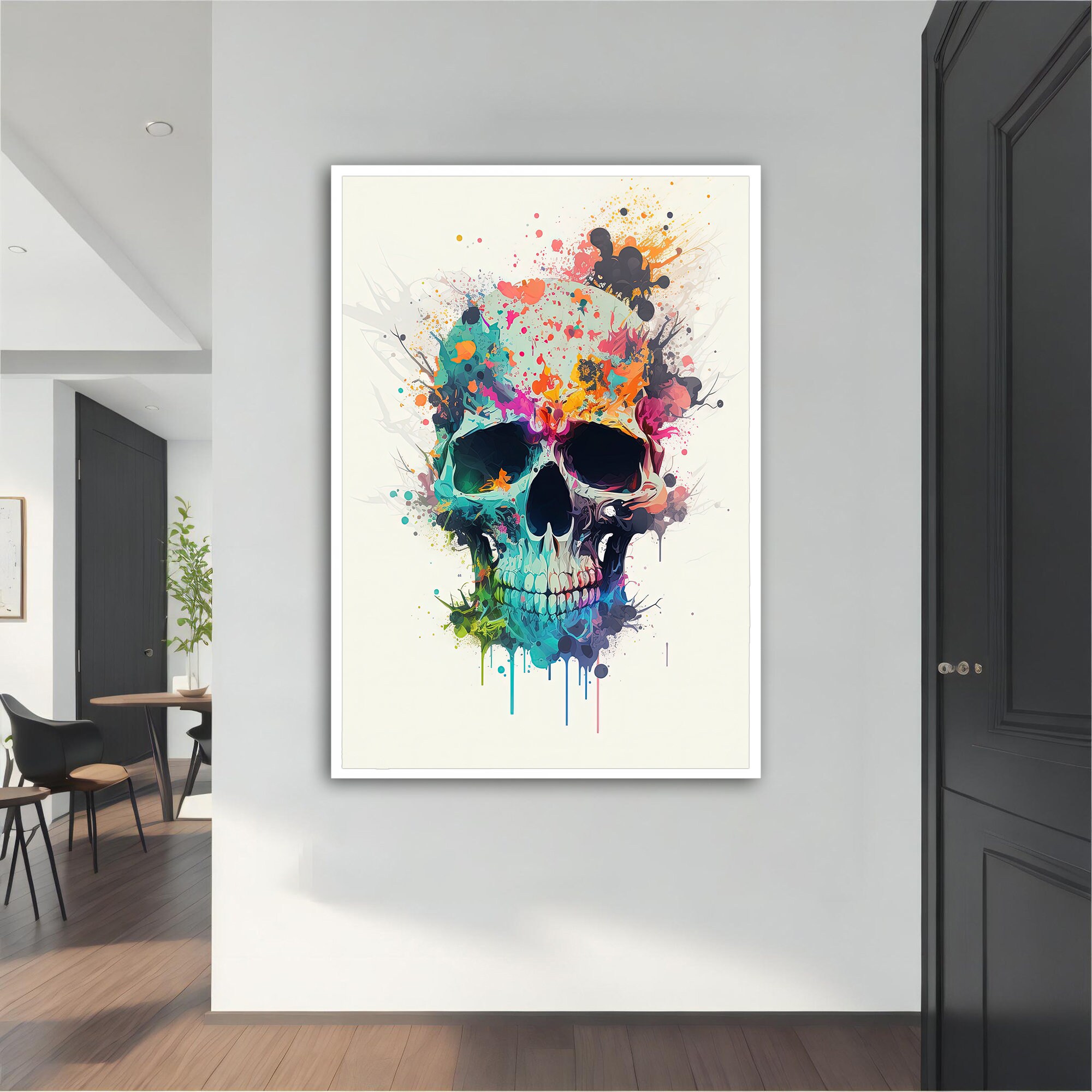 Colorfull Skull Canvas, Skeleton Canvas Painting, Skull Canv | Inspire ...