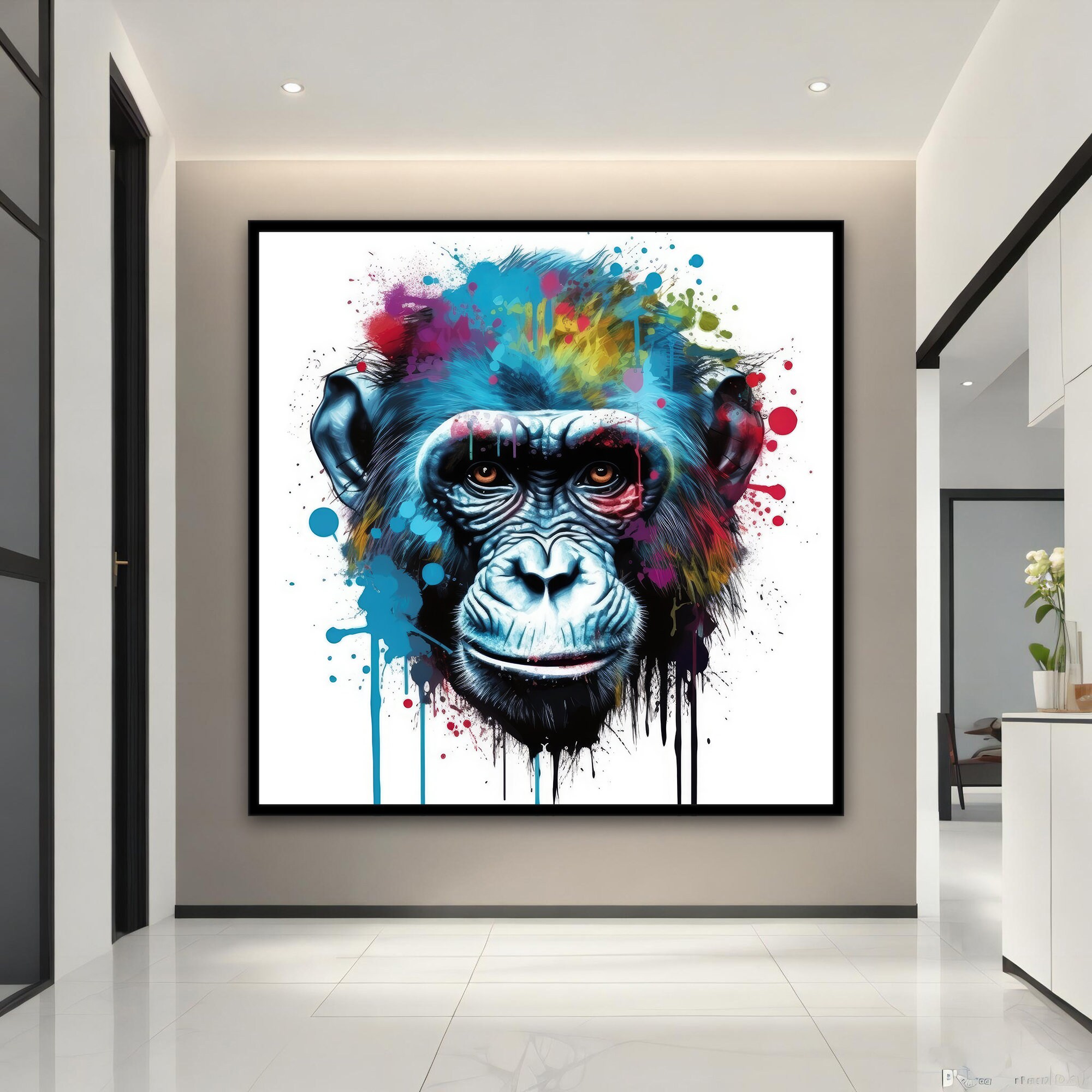 Colourful Monkey Canvas Painting, Colourful Monkey Wall Art, | Inspire ...