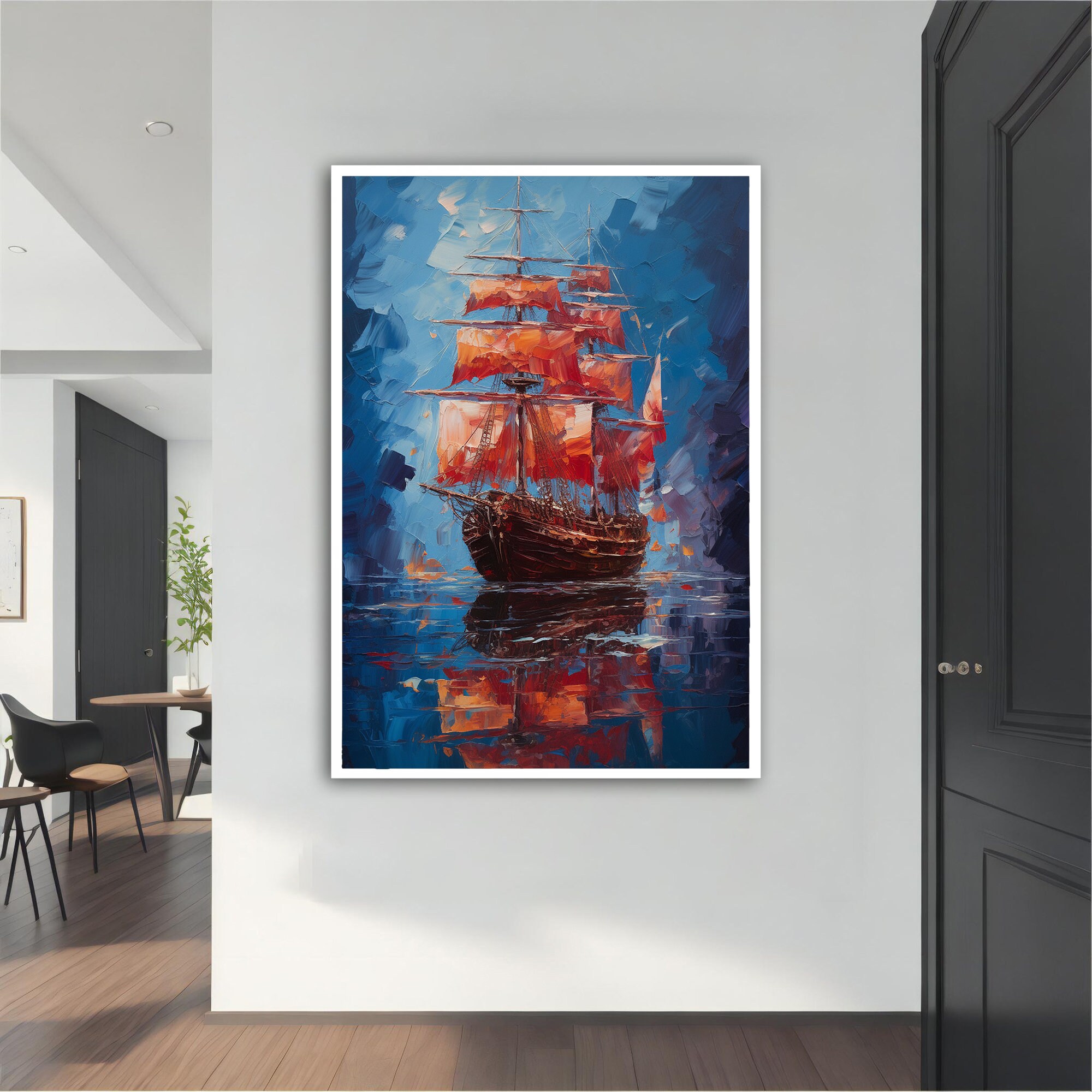 Ship Canvas,Pirate Ship Painting, Rowing Boat Art, Sailing W | Inspire ...