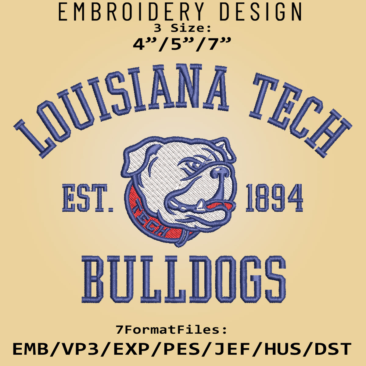 Louisiana Tech Bulldogs embroidery design, NCAA Logo Embroid | Inspire ...