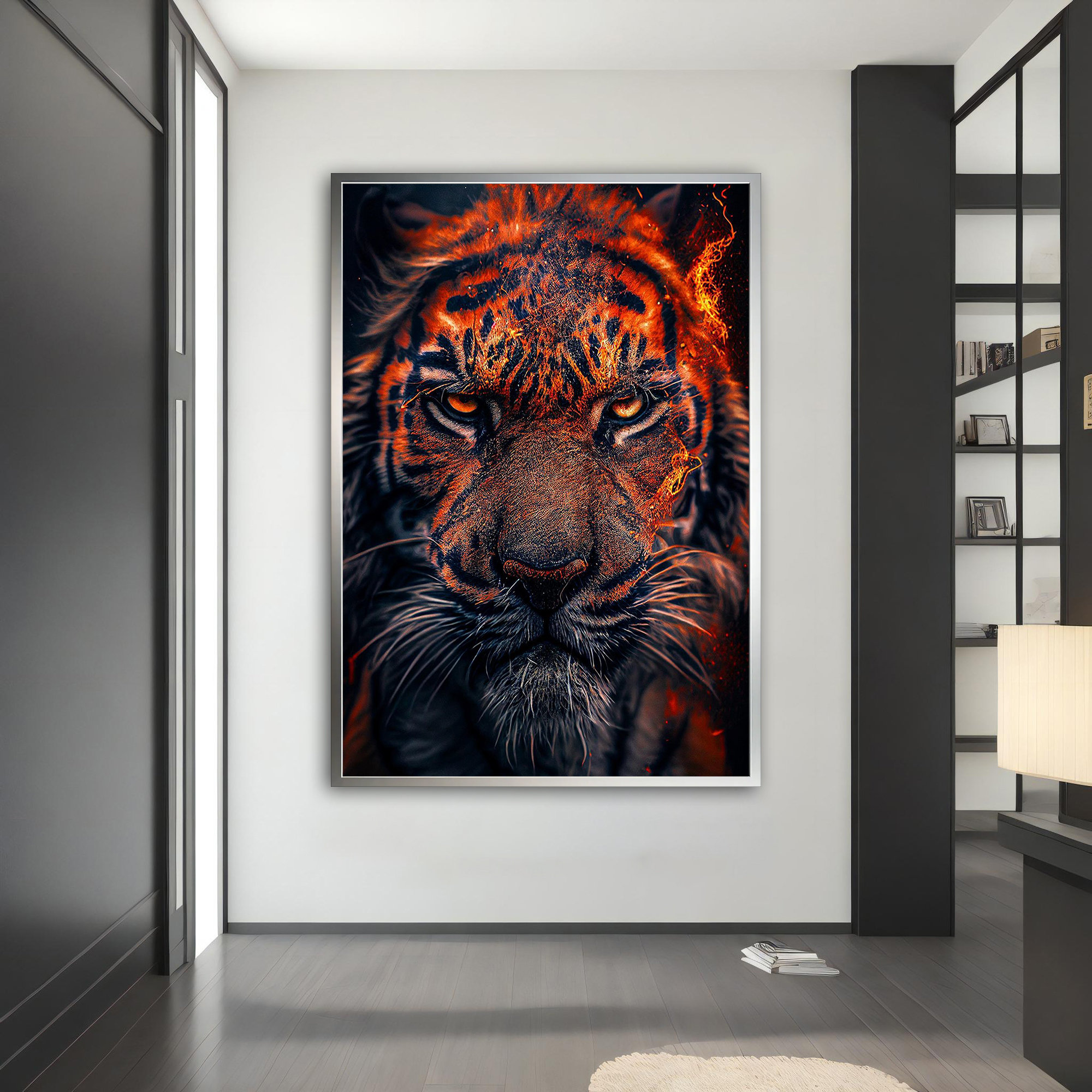 Tiger Canvas Painting, Fiery Tiger Poster, Angry Tiger Wall | Inspire ...