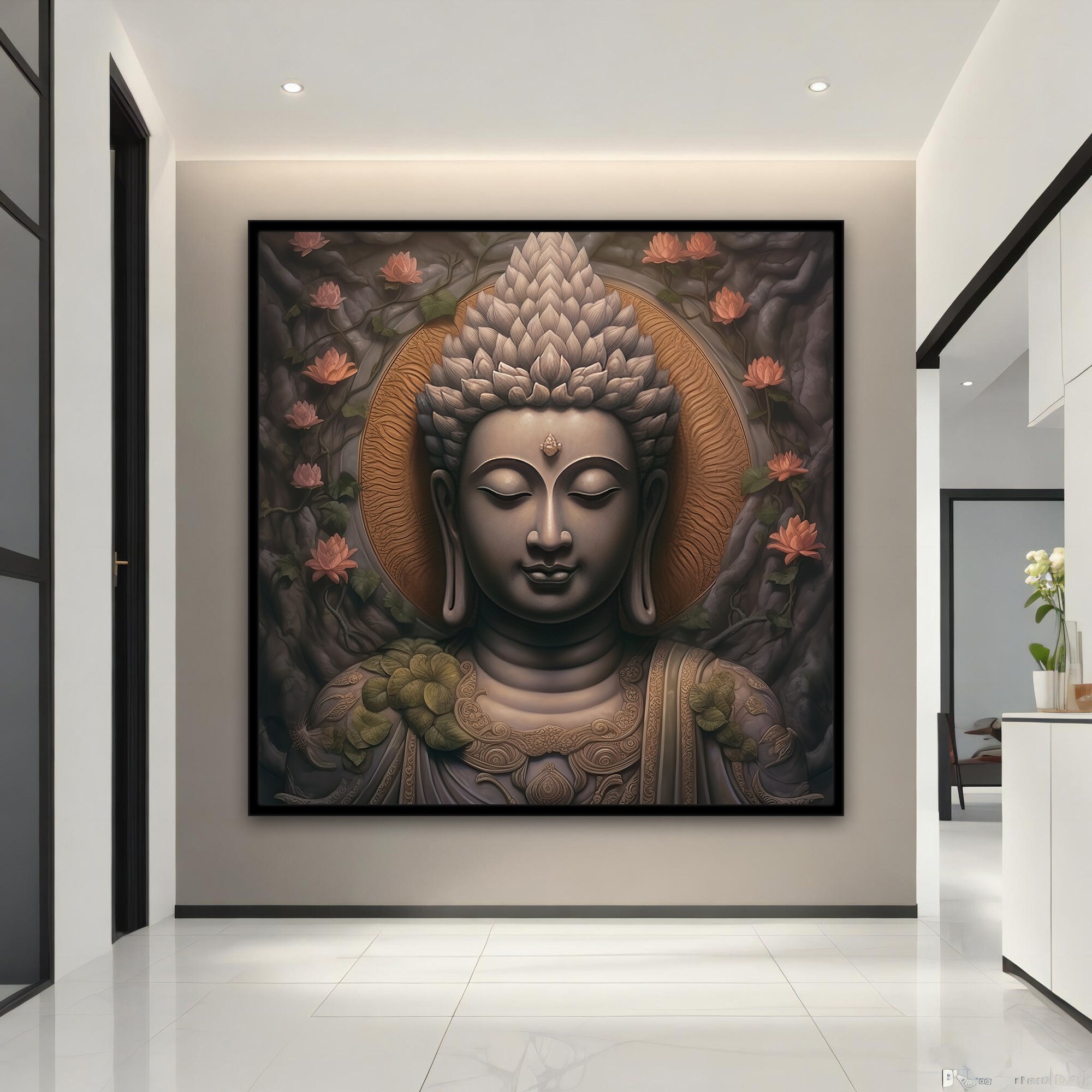 Buddha Wall Art, Buddha Print, Buddhism canvas, Meditating B | Inspire ...