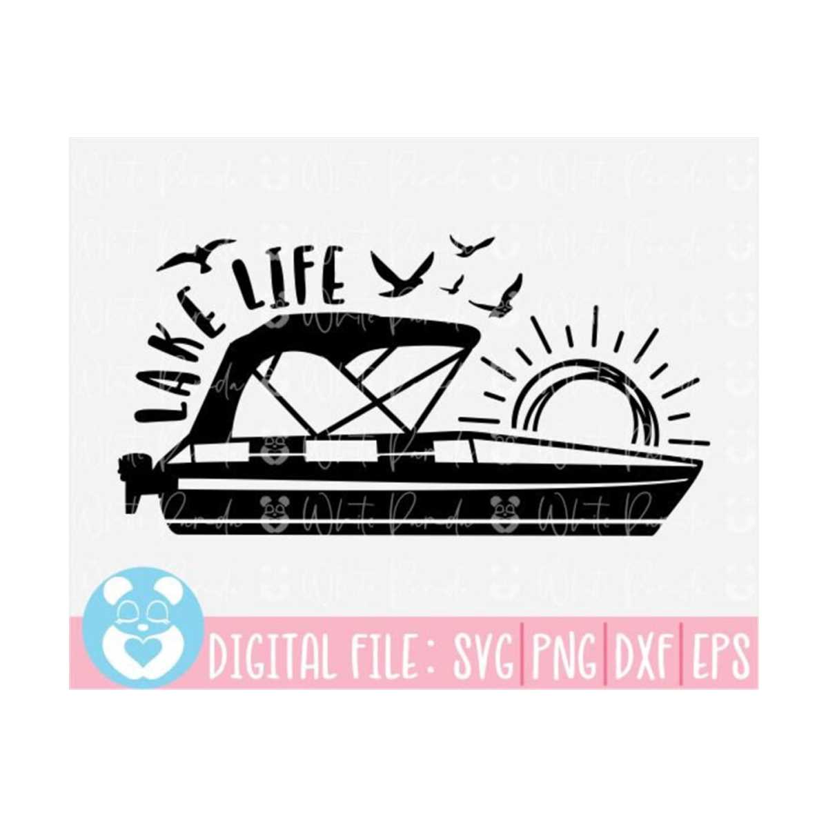 Lake Life with Pontoon Boat Svg, Lake Life Svg,Boat Svg,Pont | Inspire ...
