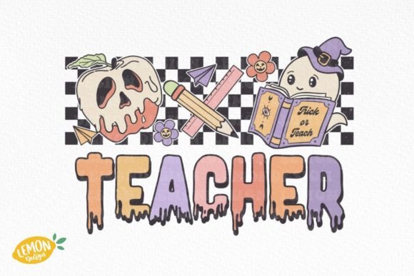 Retro Halloween Teacher PNG Sublimation | Inspire Uplift