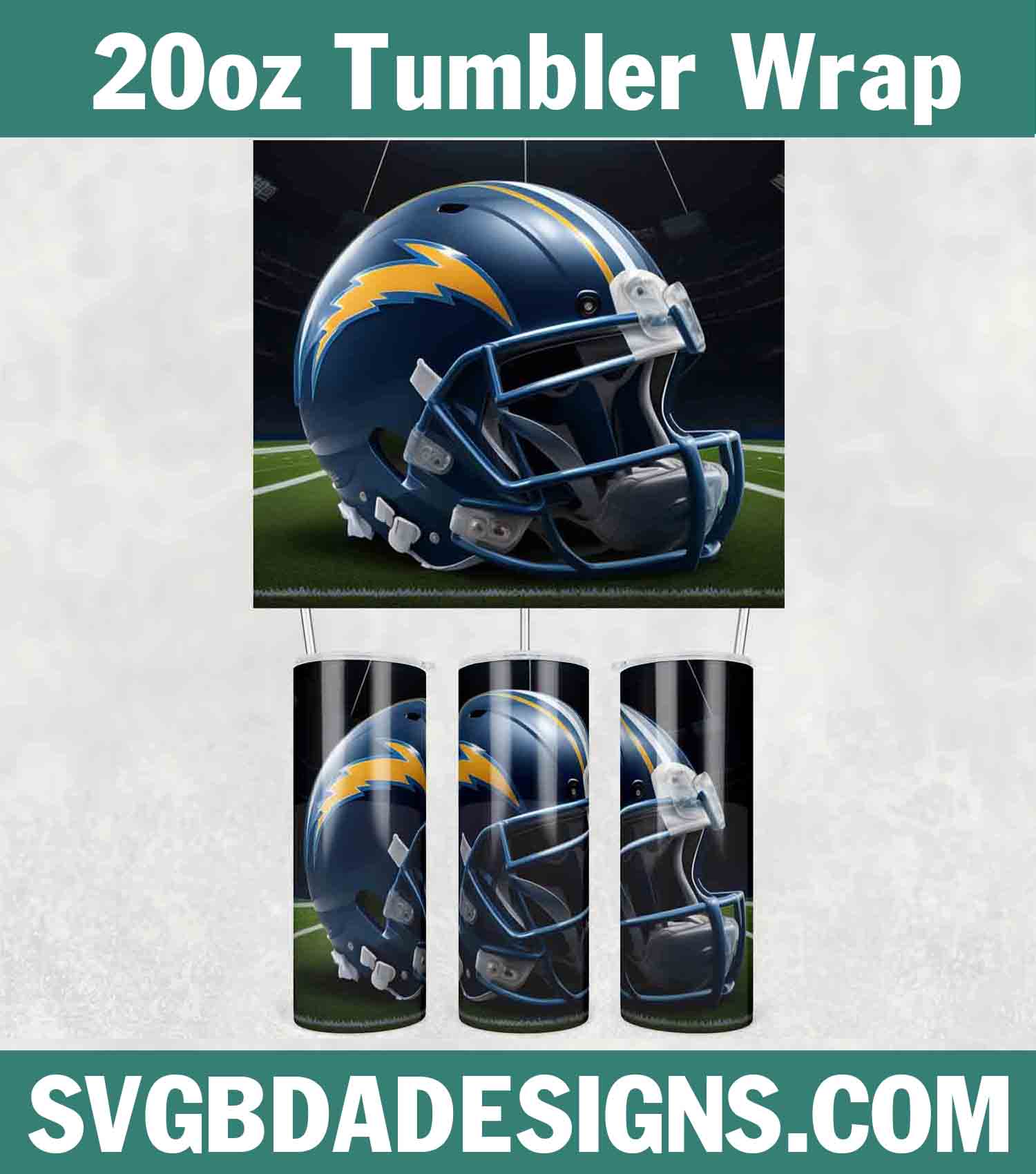 Chargers Football Tumbler Wrap, NFL Football Tumbler Wrap, L | Inspire ...