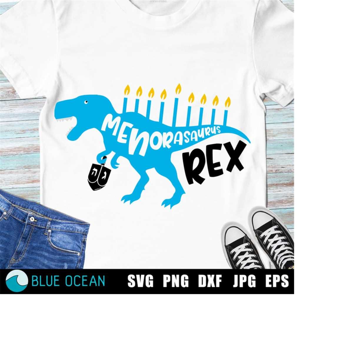 Menorasaurus Rex SVG, Hanukkah SVG, Happy Hanukkah SVG - Inspire Uplift