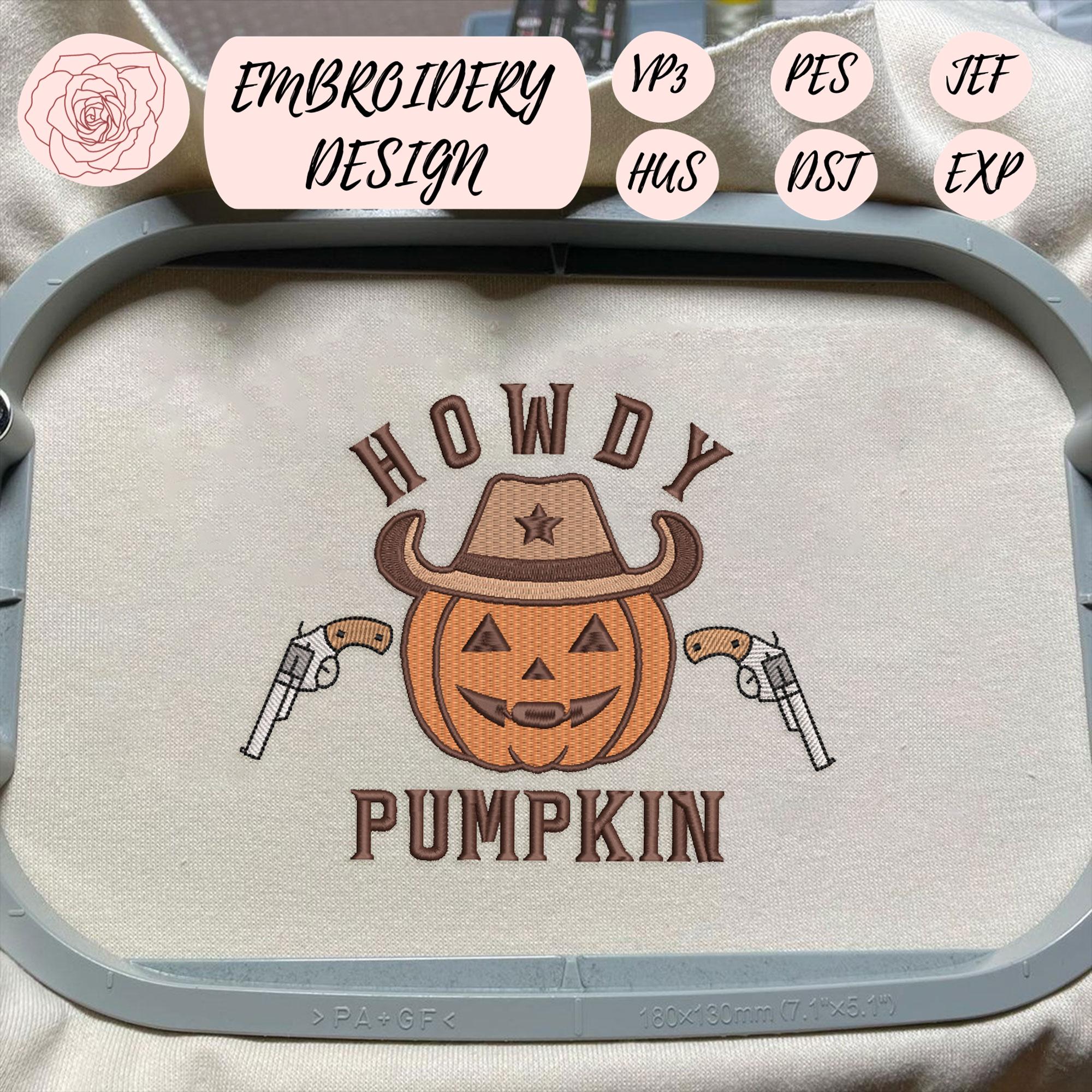 Howdy Pumpkin Embroidery Machine Design, Vintage Cowboy Embr | Inspire ...